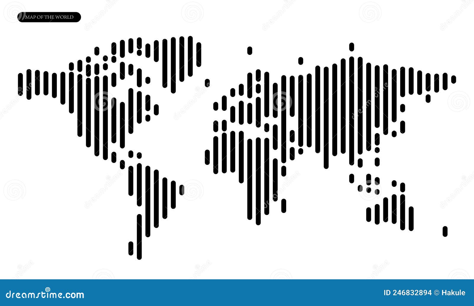 Simple Vertical Line Map of the World, Vector White Background Stock ...