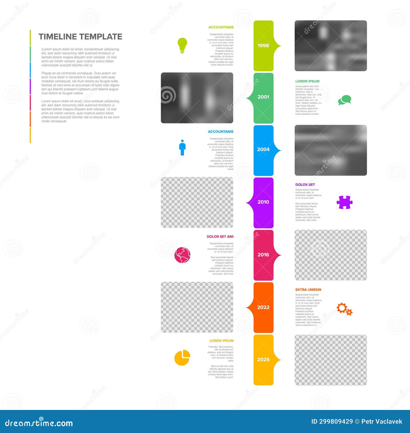 Simple Vertical Timeline Process Infographic with Color Blocks and ...