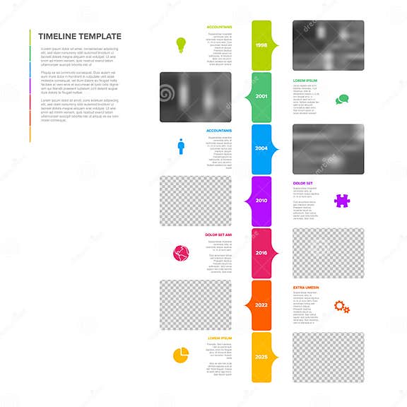 Simple Vertical Timeline Process Infographic with Color Blocks and ...
