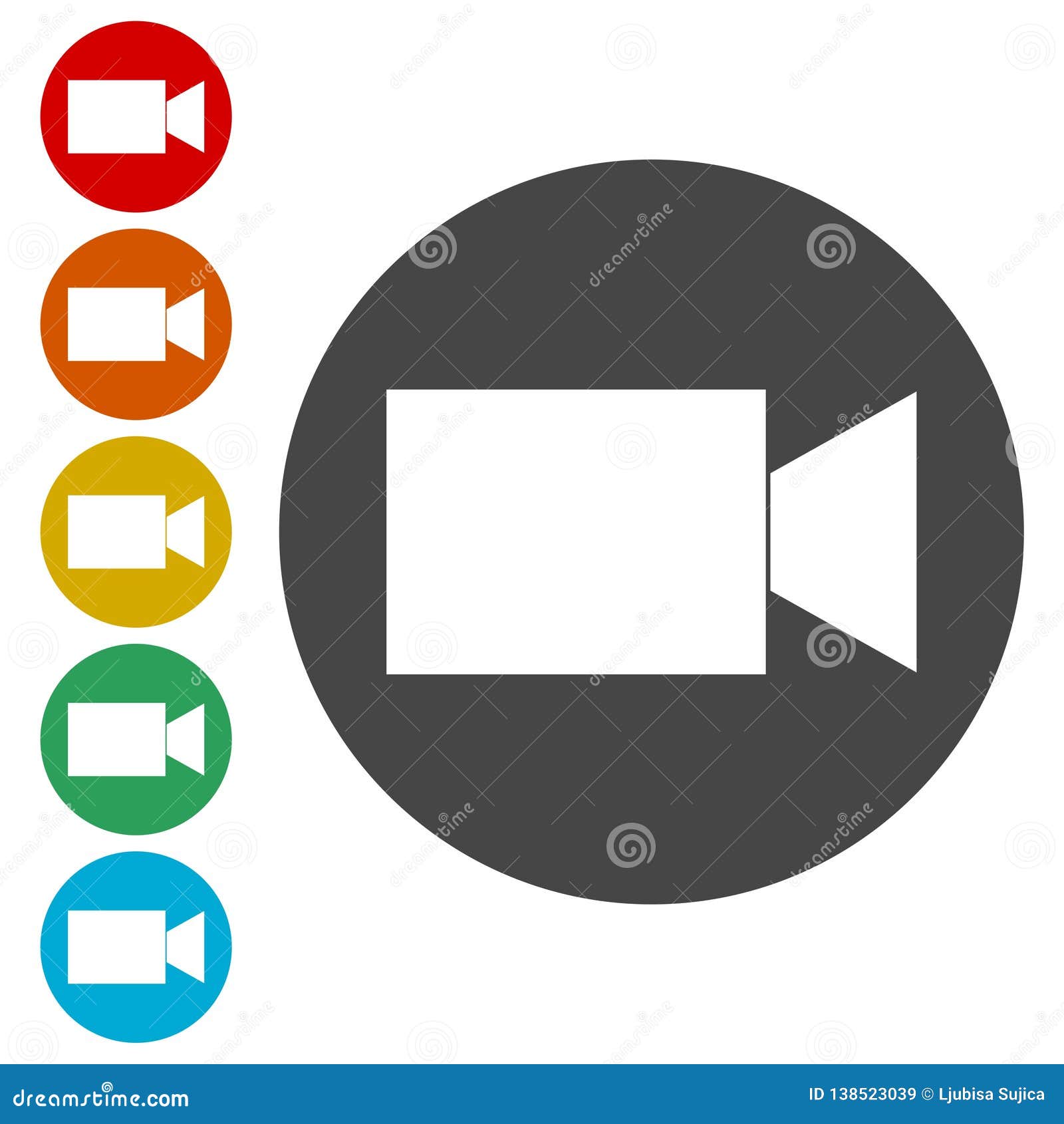 Simple Video Camera Icon Vector Stock Vector - Illustration of round ...