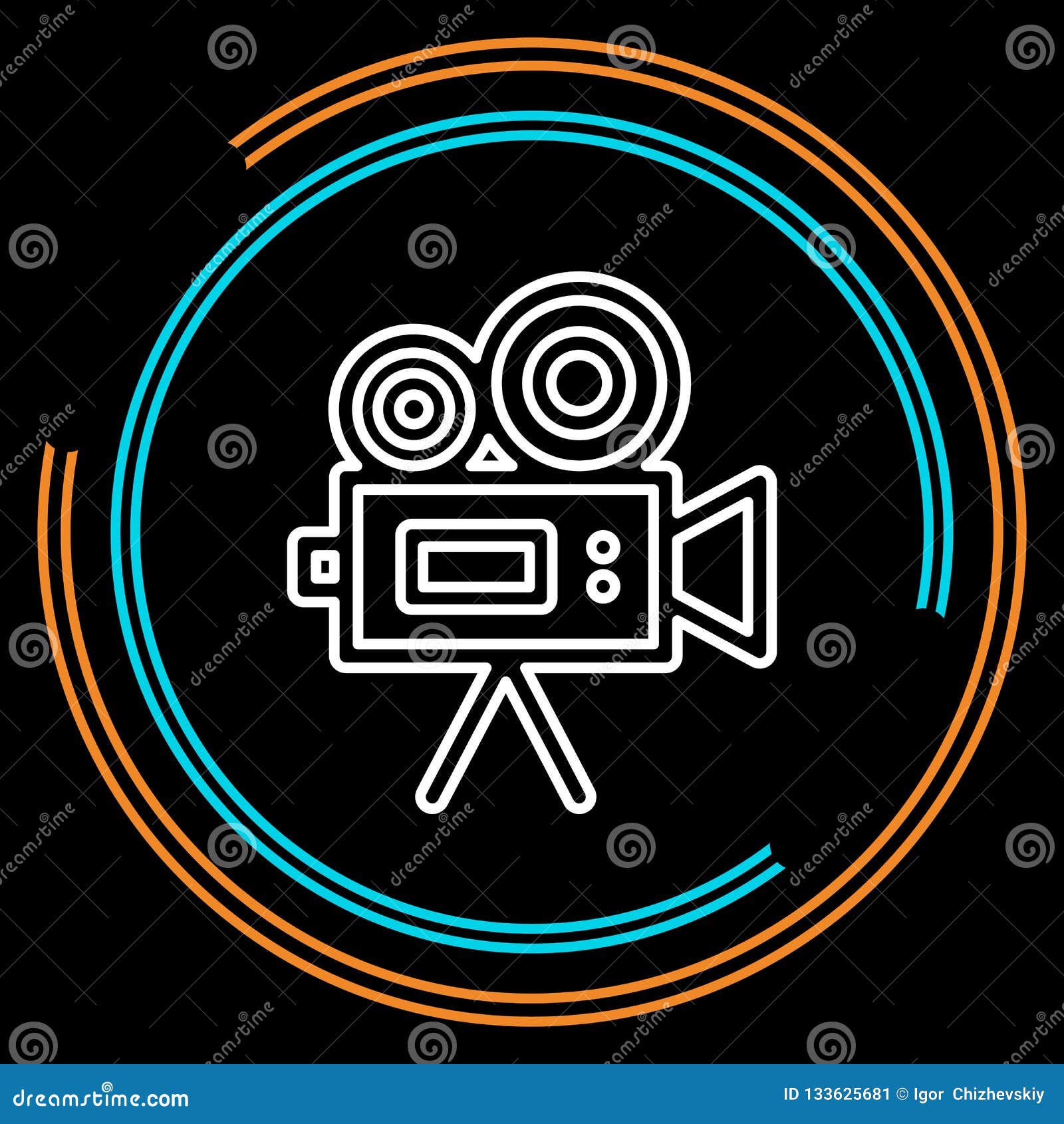 Simple Video Camera Thin Line Vector Icon Stock Vector - Illustration ...
