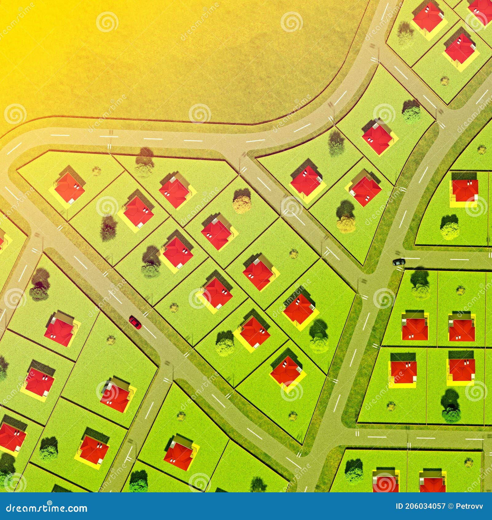 Simple Village Layout Top View Stock Illustration - Illustration of ...