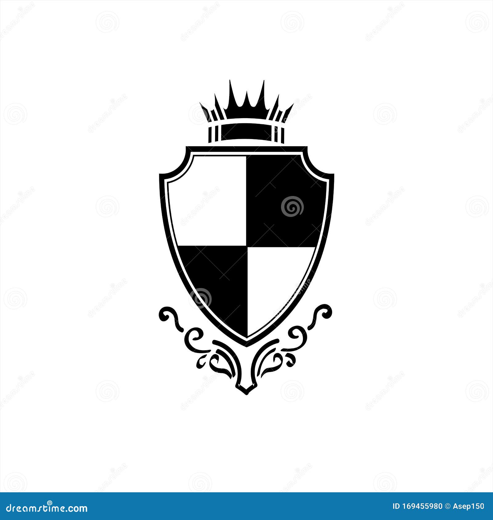 Simple Vintage Knight Prince Crown Shield Vector Logo and Icon Stock ...