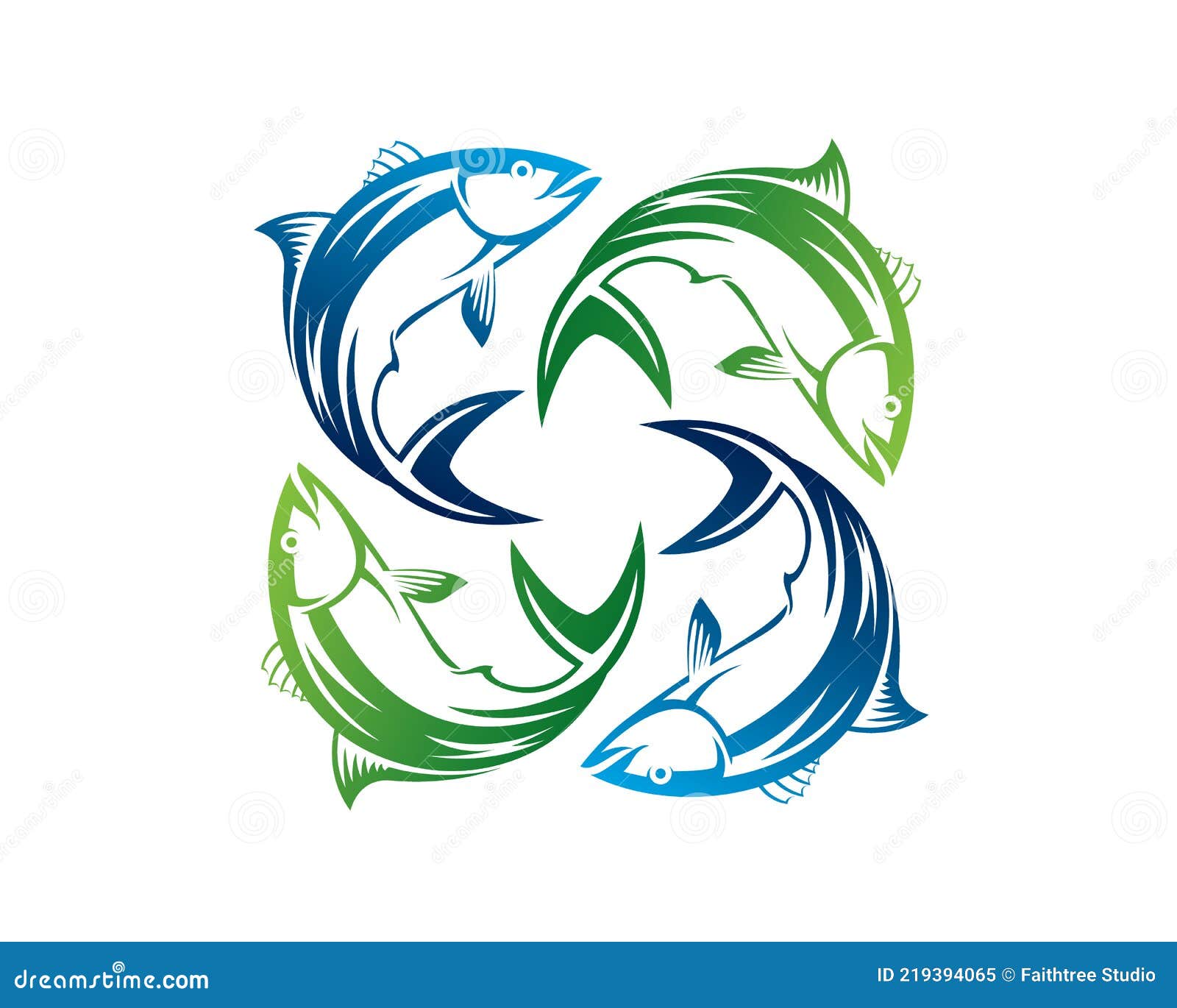 Simple Vintage Style Fish Vector in Rotation Position Stock Vector ...