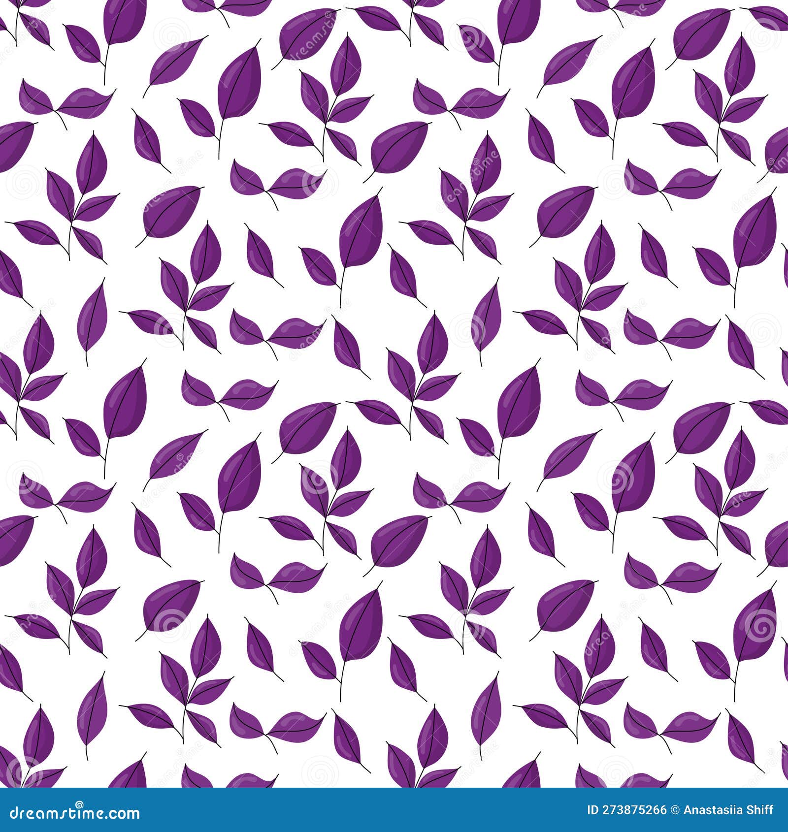 Simple Violet Leaves Seamless Pattern Stock Vector - Illustration of ...