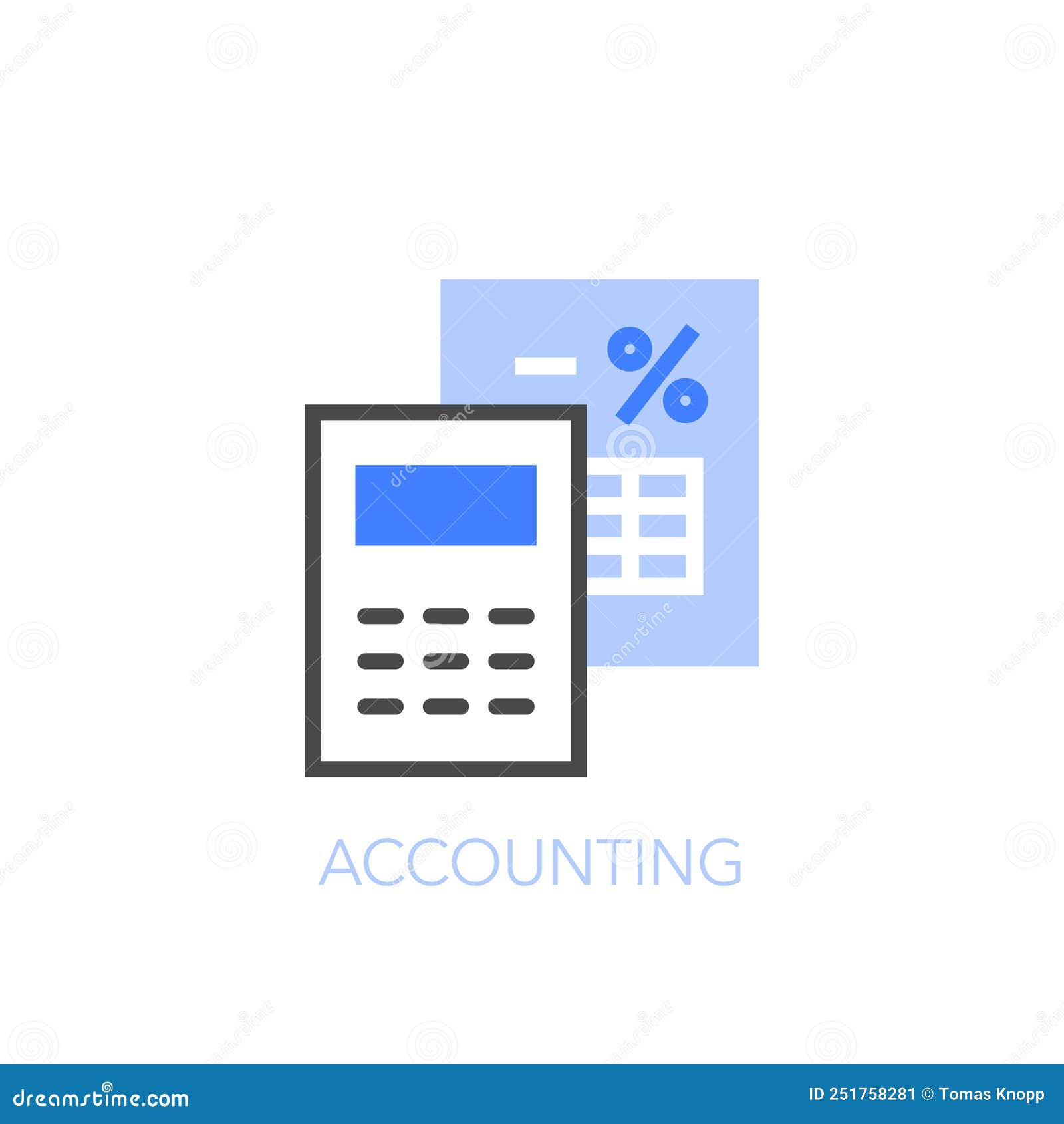 Simple Visualised Accounting Symbol with a Calculator and a Document ...