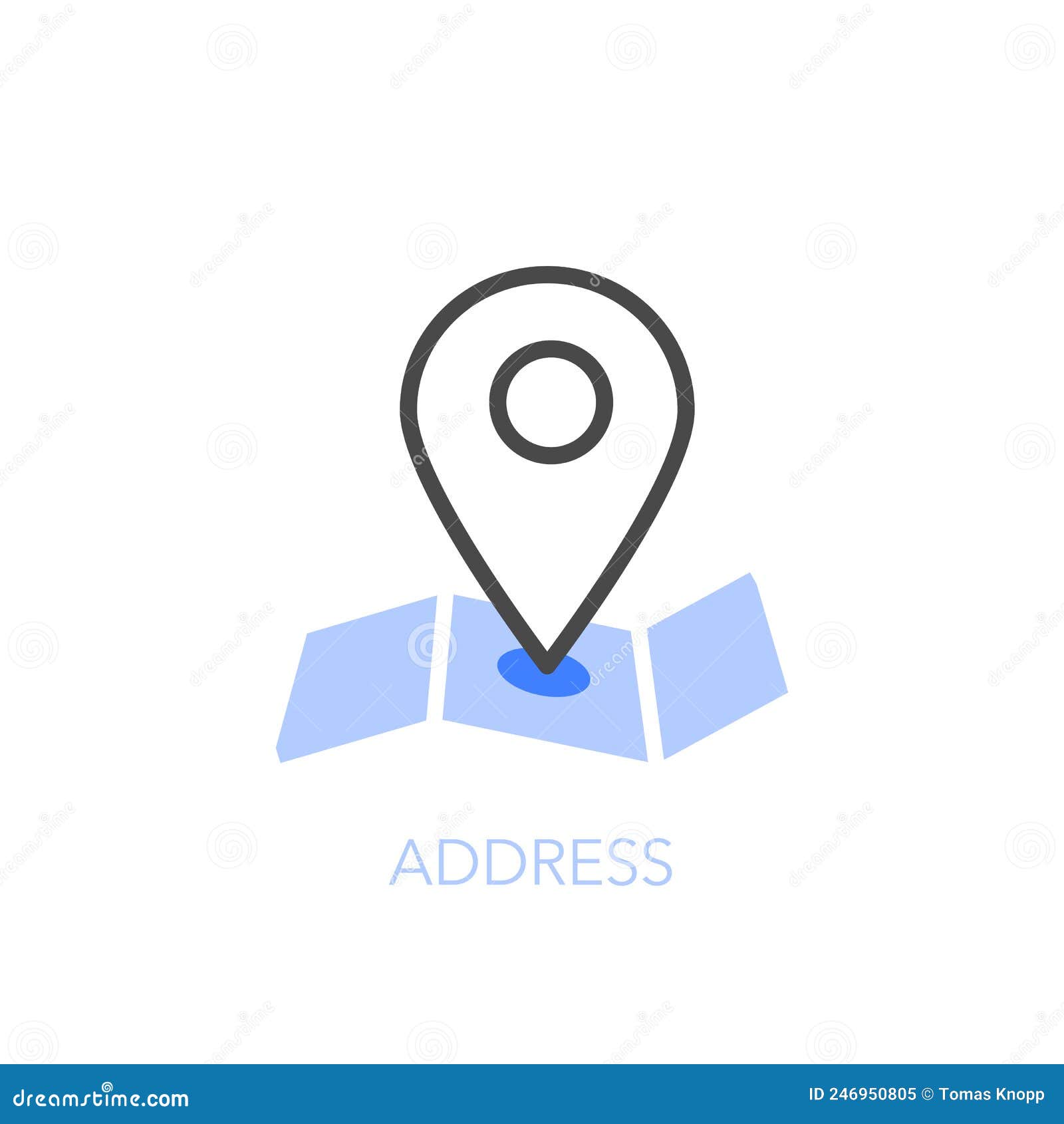 Simple Visualised Address Symbol with a Location Pin and a Map Stock ...