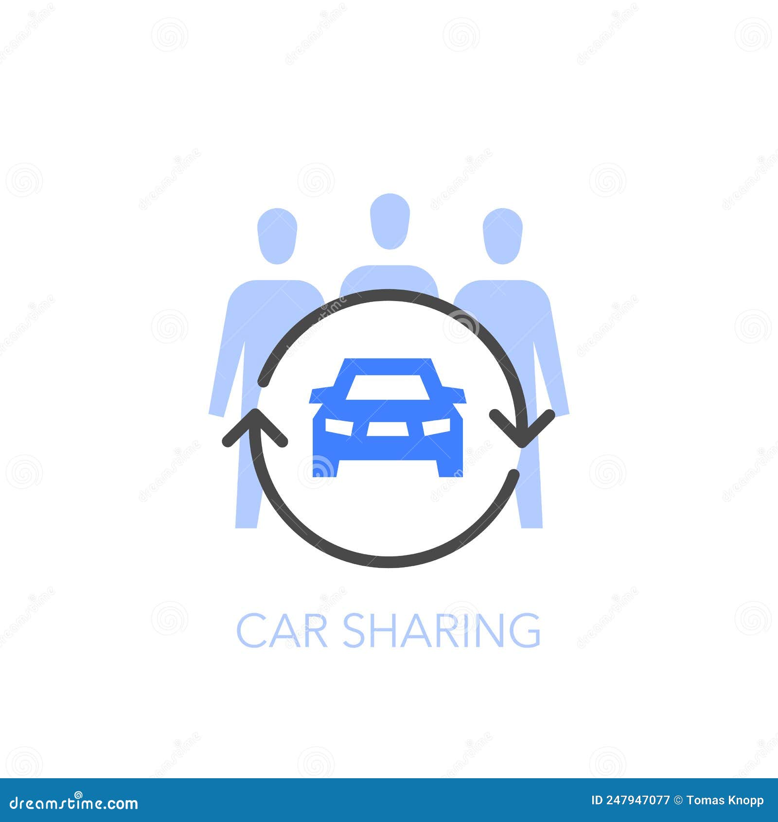 Simple Visualised Car Sharing Symbol with a Group of People and a ...