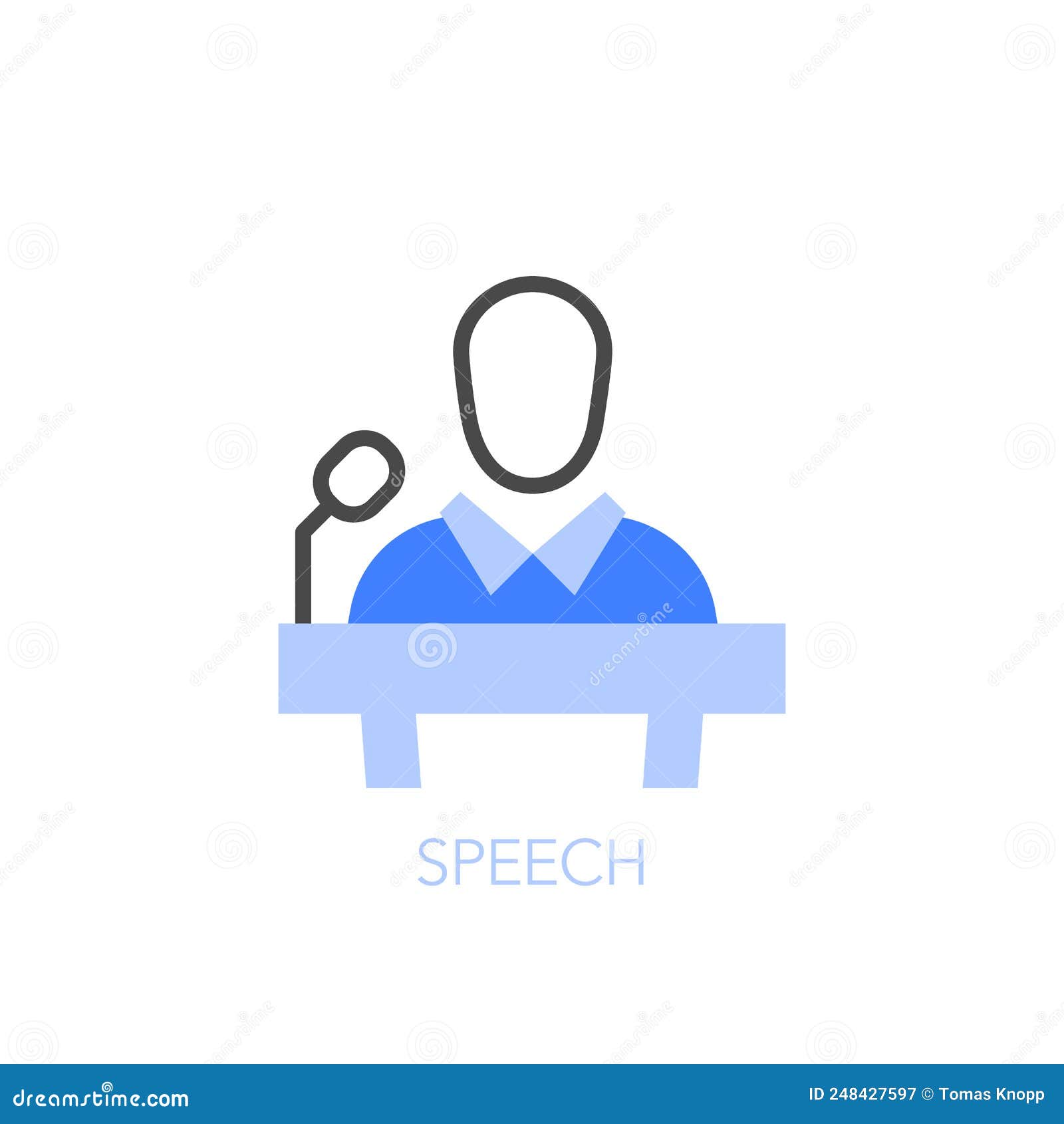Simple Visualised Speech Symbol with a Speaker on the Podium Stock ...
