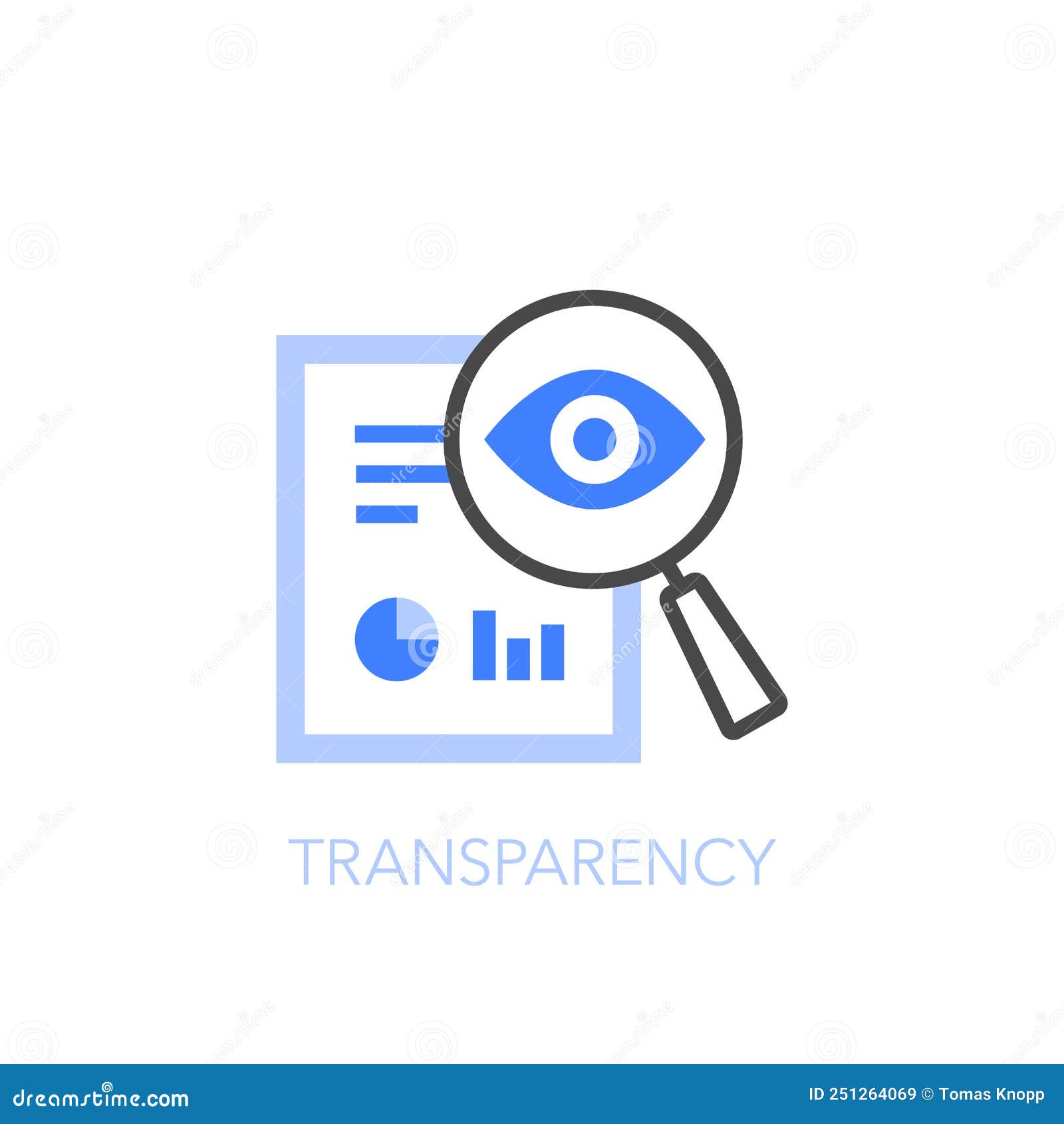 Simple Visualised Transparency Symbol with a Document and a Magnifying ...