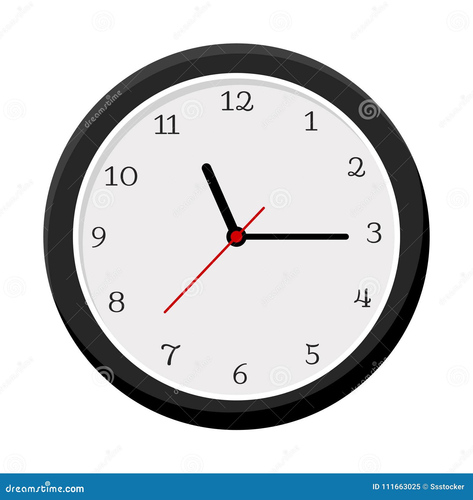 Simple Wall Clock Isolated on White Stock Vector - Illustration of ...