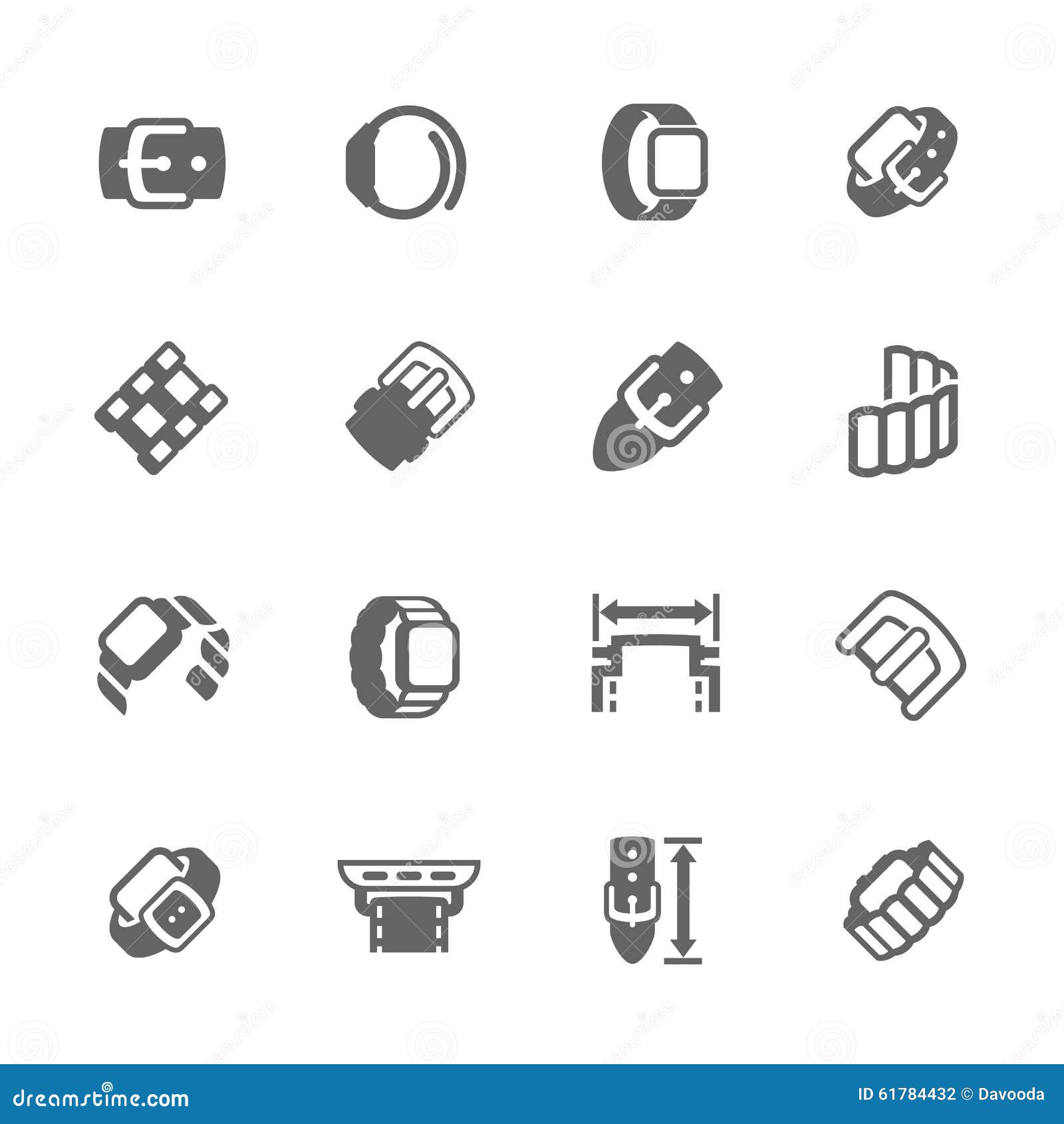 Simple Watch Band Icons stock vector. Illustration of vector - 61784432