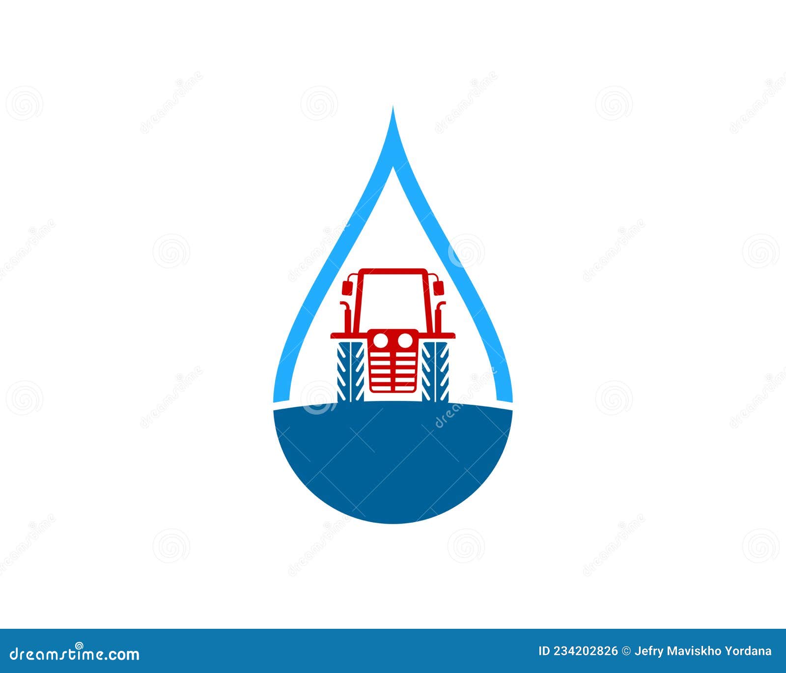 Simple Water Drop with Farm Tractor Inside Stock Illustration ...
