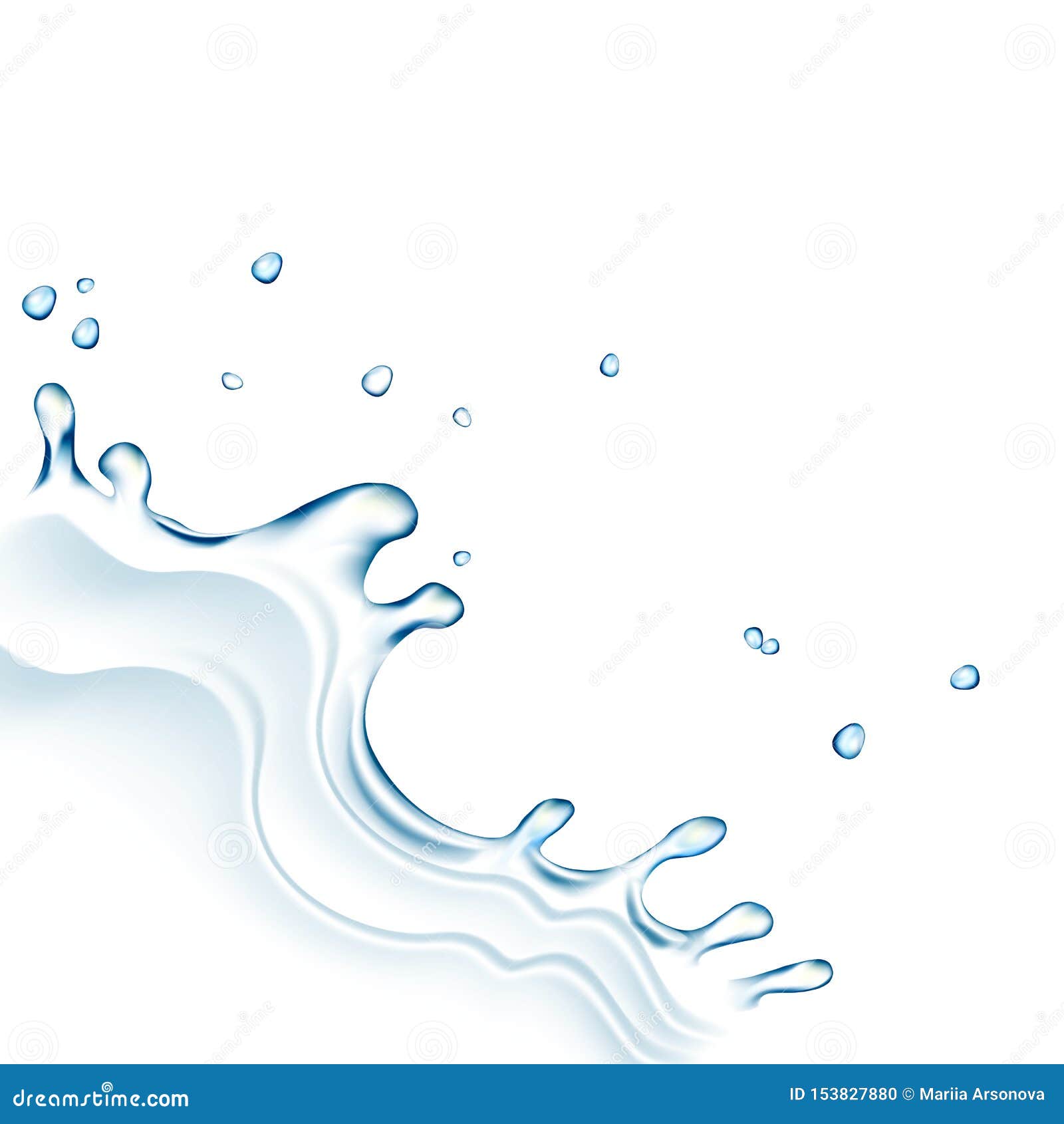 Simple Water Splash in Light Blue Colors, Isolated on Transparent ...