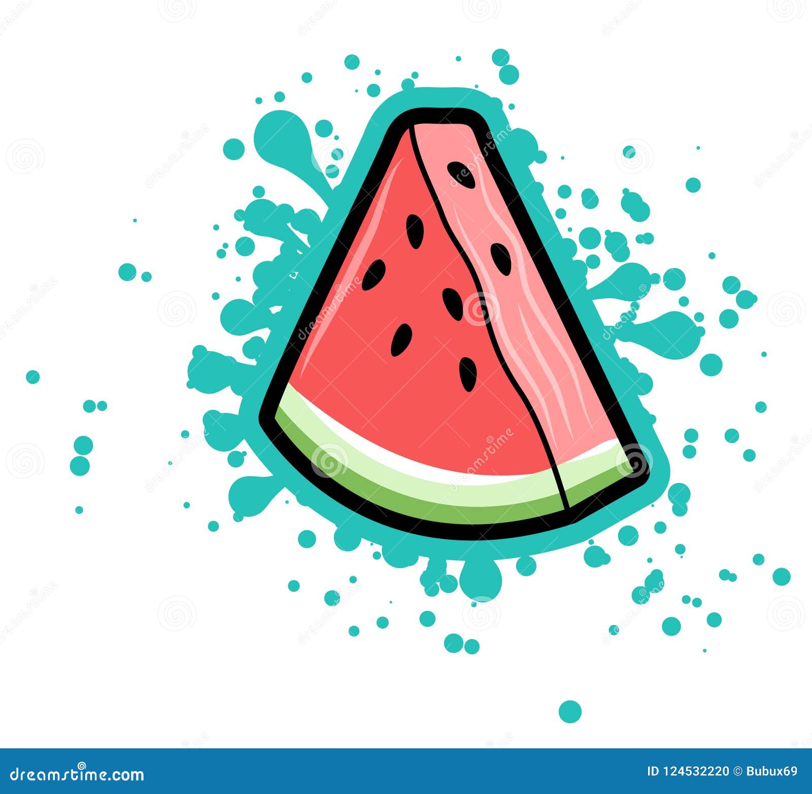 Watermelon Triangle Slices Pink Fucsia Over Green Tropical Leafs Flat ...