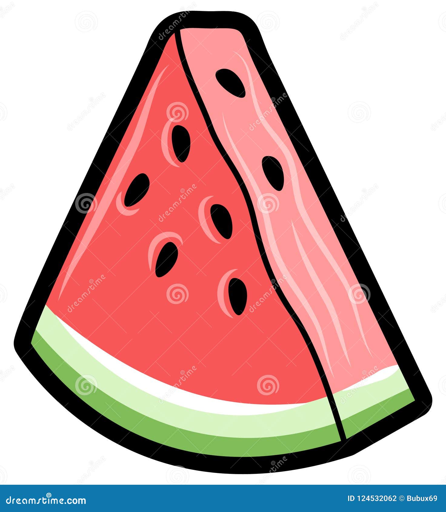 Watermelon Triangle Slice Kawaii Fruits Pattern Set On Decorative Lines ...