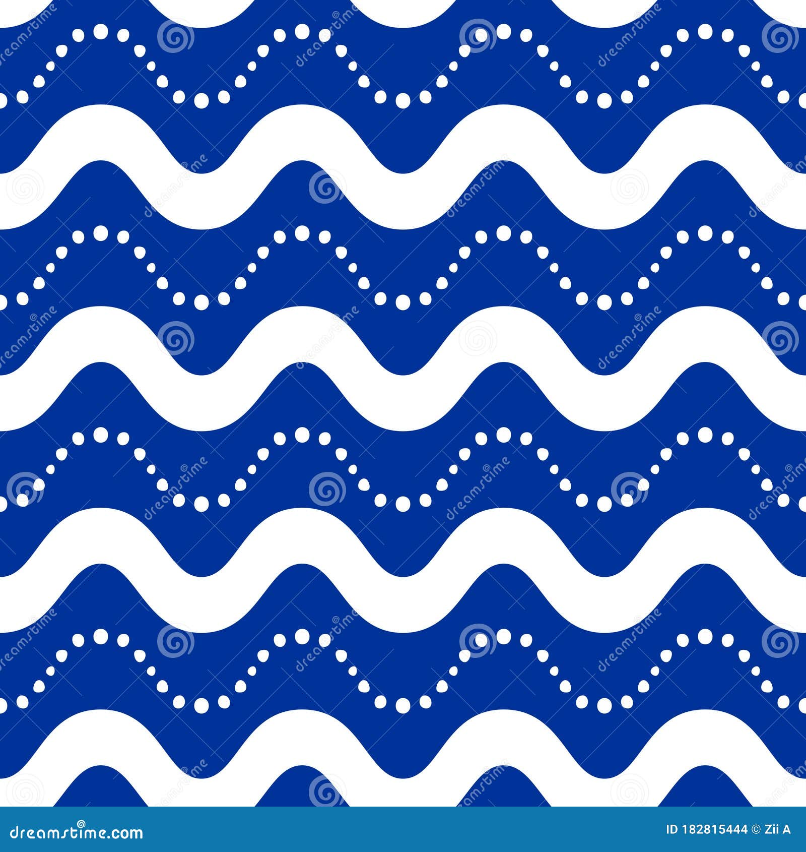 Simple Wave Dot Line Blue Monochrome Seamless Pattern Background ...