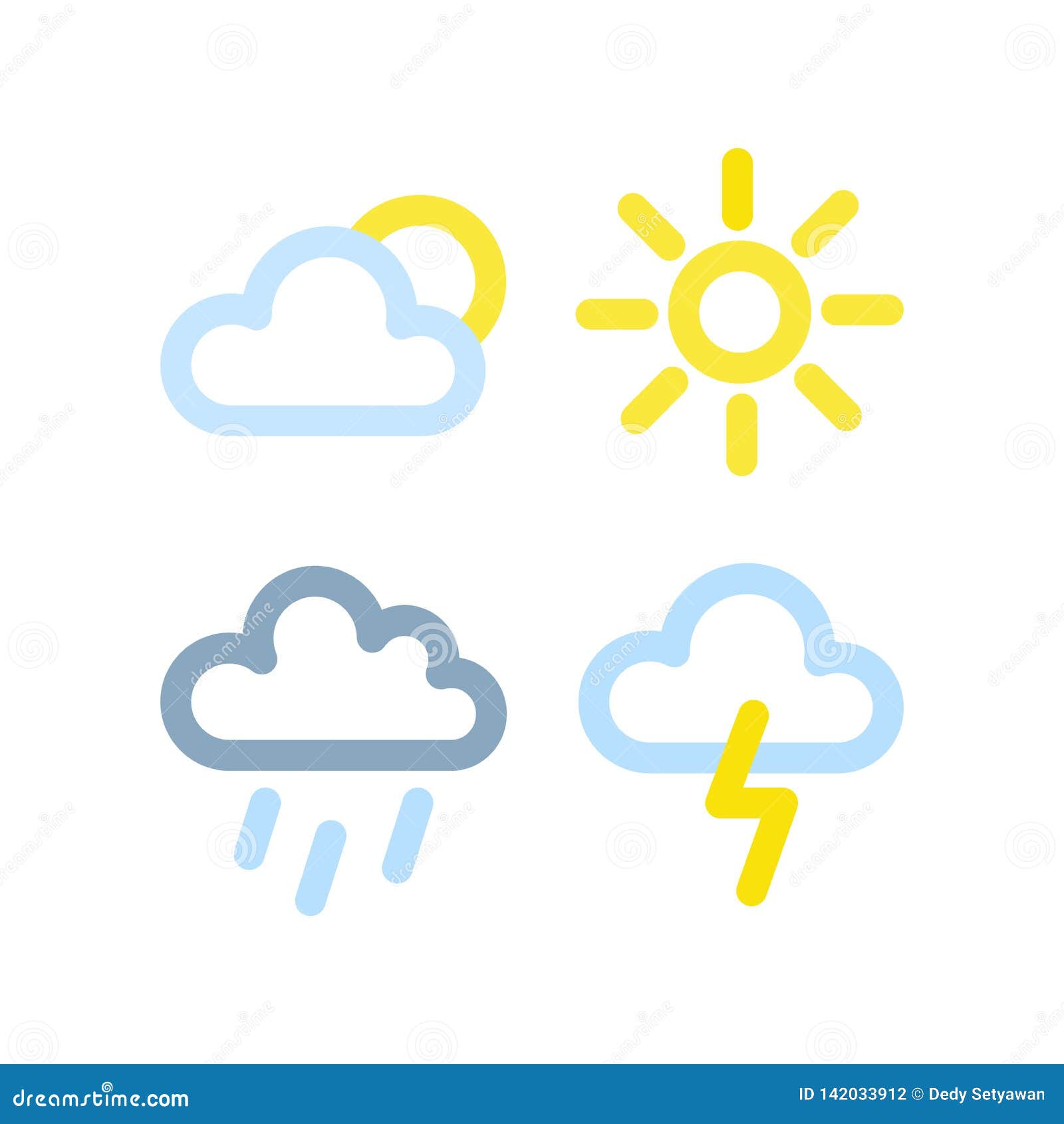 Simple weather icon set stock vector. Illustration of meteorology ...