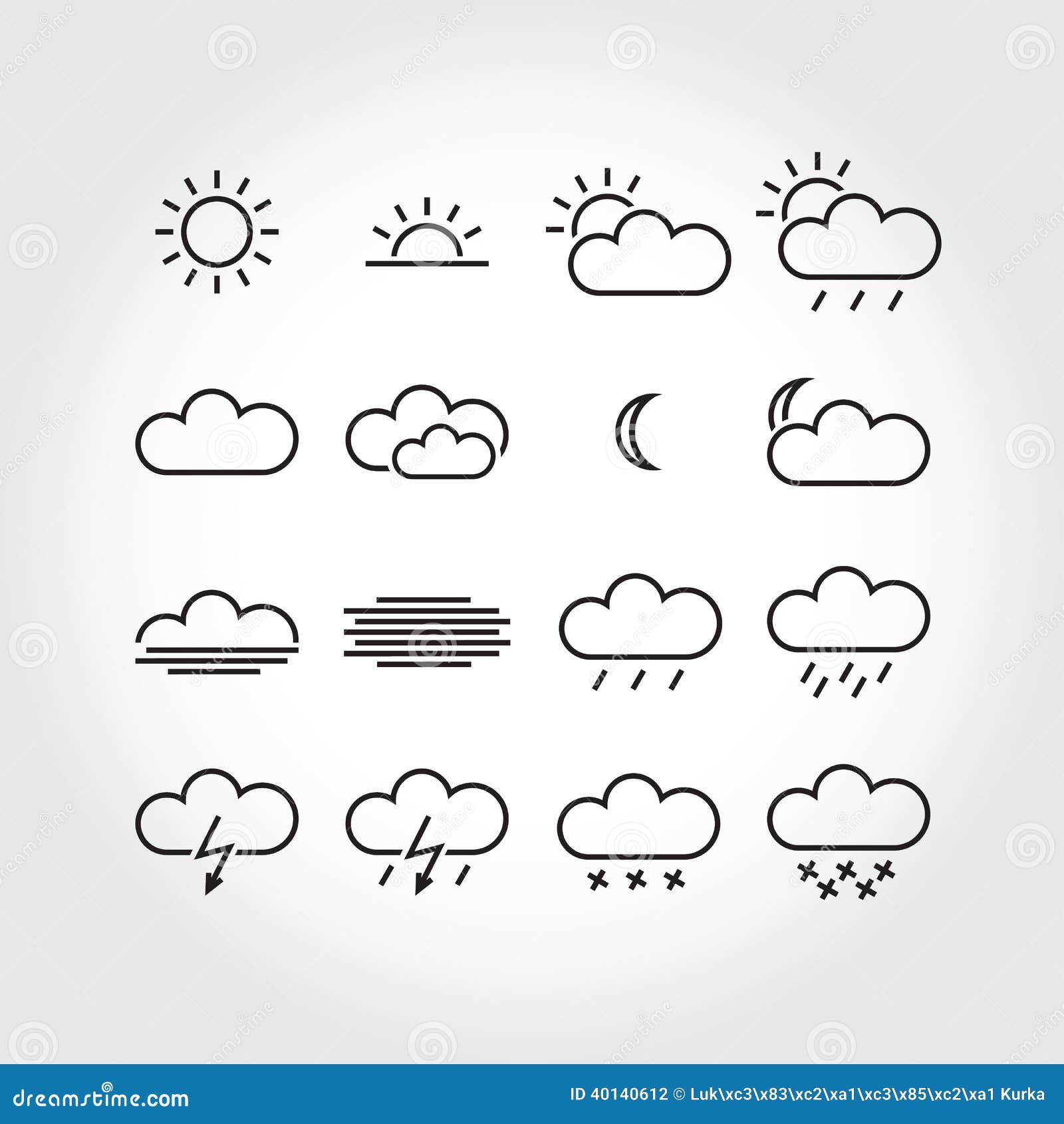 Simple weather icons stock vector. Illustration of icons - 40140612