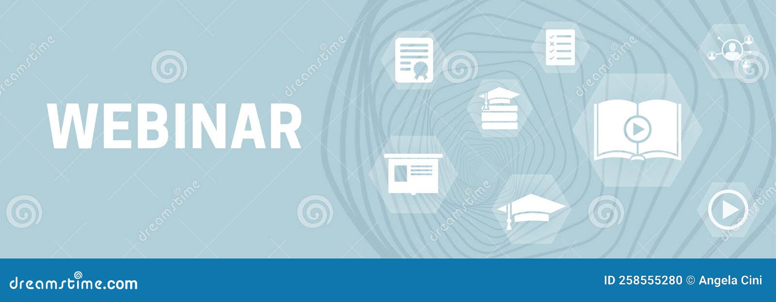 Simple Webinar Online Learning Banner Background with Icons Stock ...