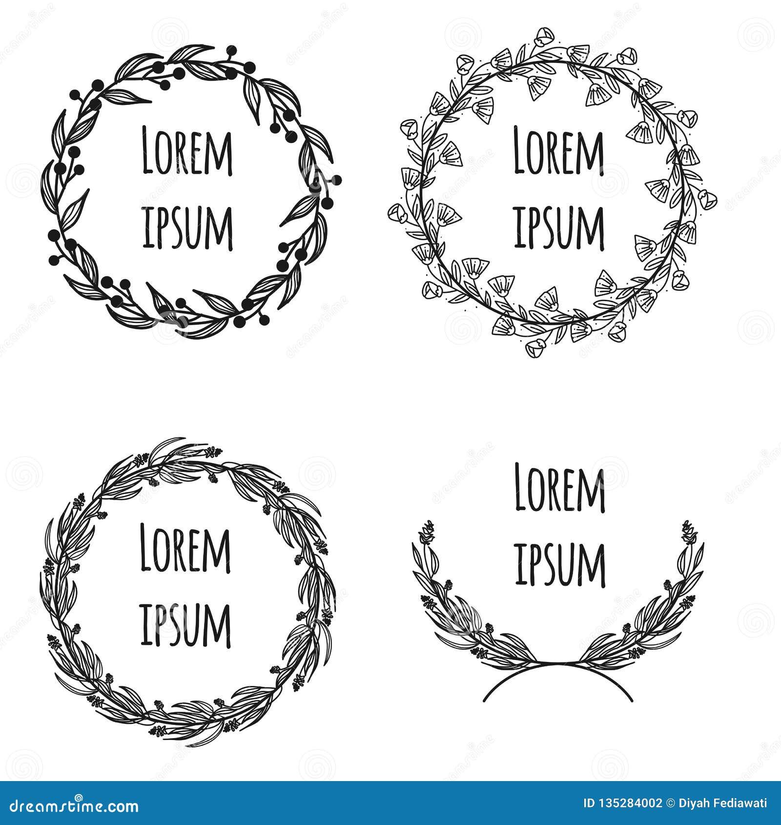 Simple Wedding Card Template With Watercolor Floral Wreath Cartoon ...