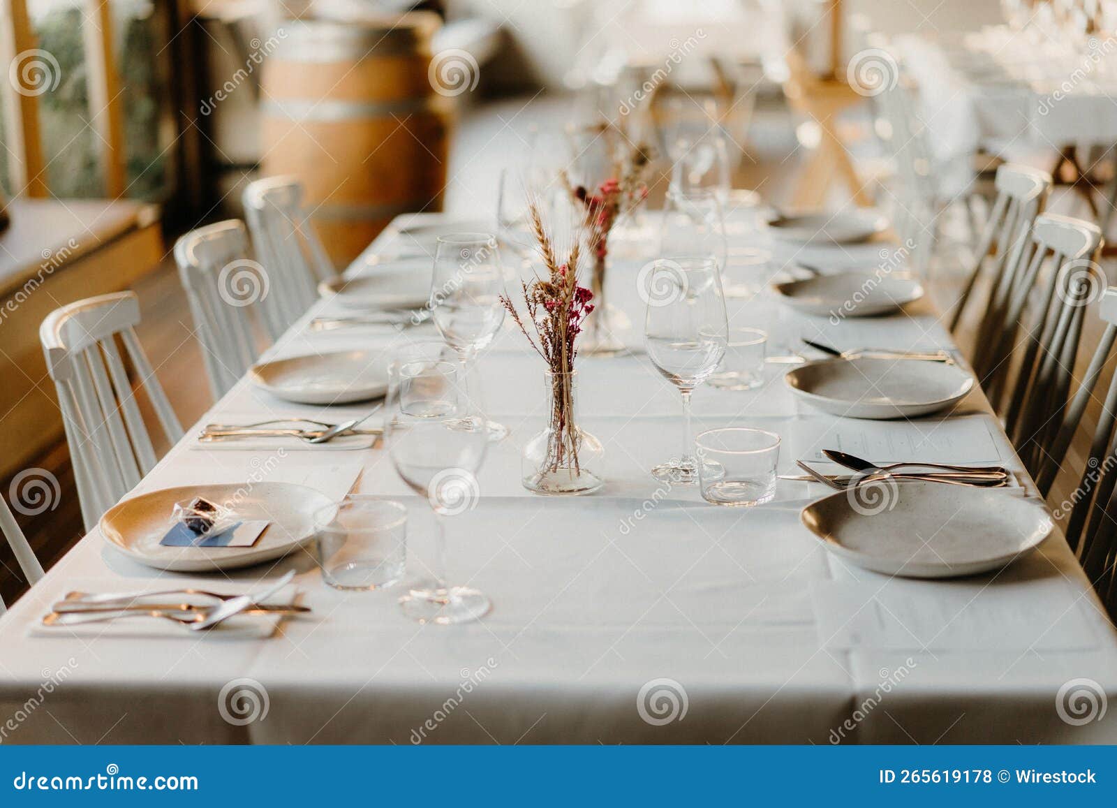 Simple Wedding Table Set Up Stock Photo - Image of furniture, white ...
