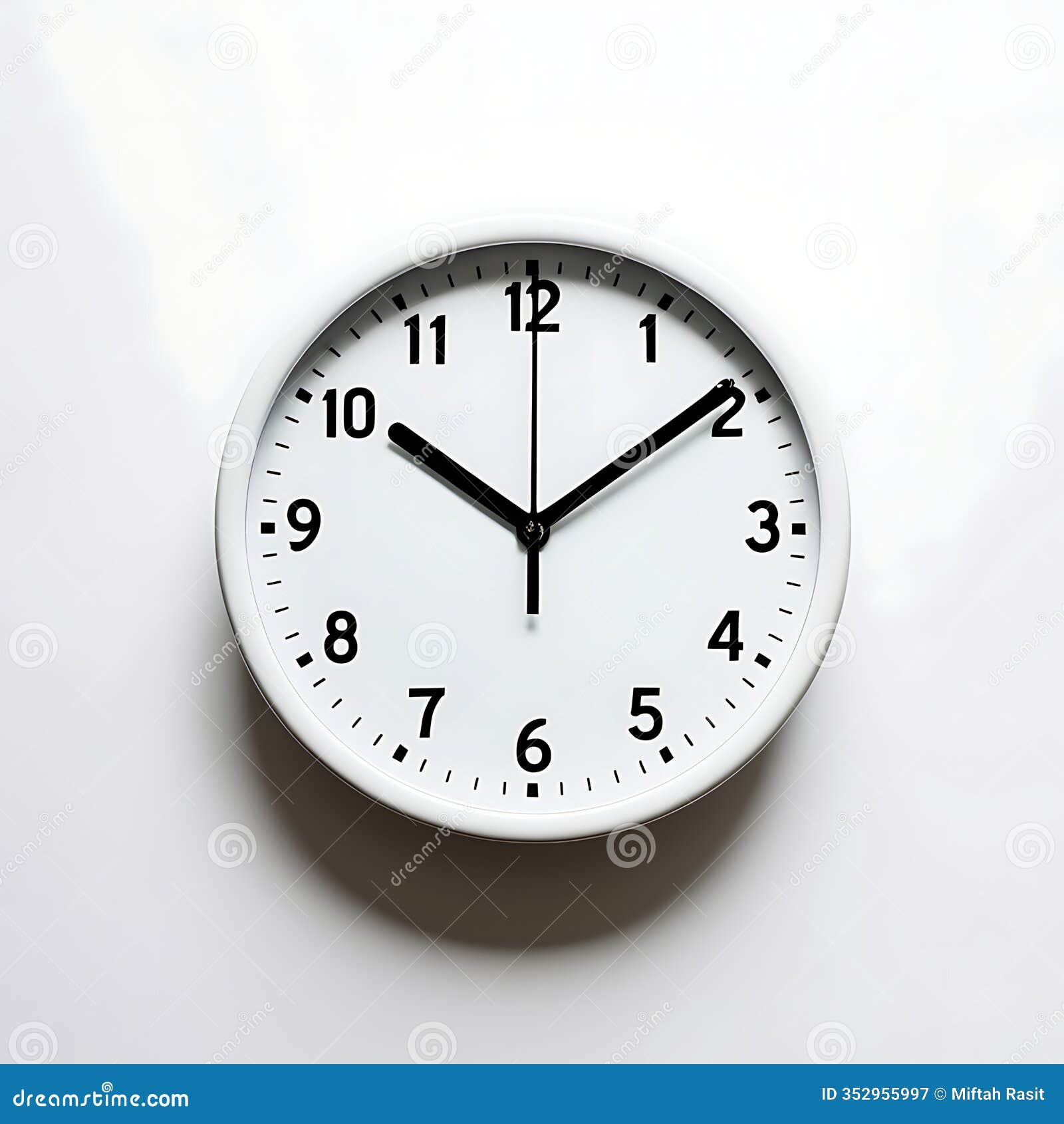 A Simple White Analog Clock Shows the Time Stock Image - Image of ...