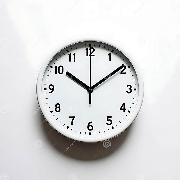A Simple White Analog Clock Shows the Time Stock Image - Image of ...