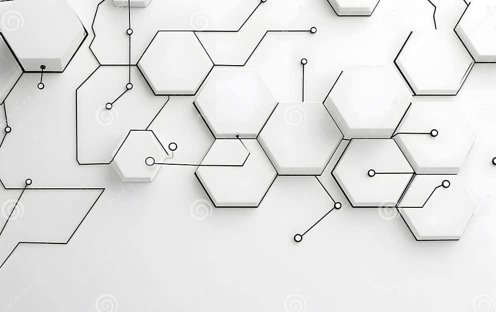 Abstract Hexagon Network Interconnected Design Stock Illustration ...