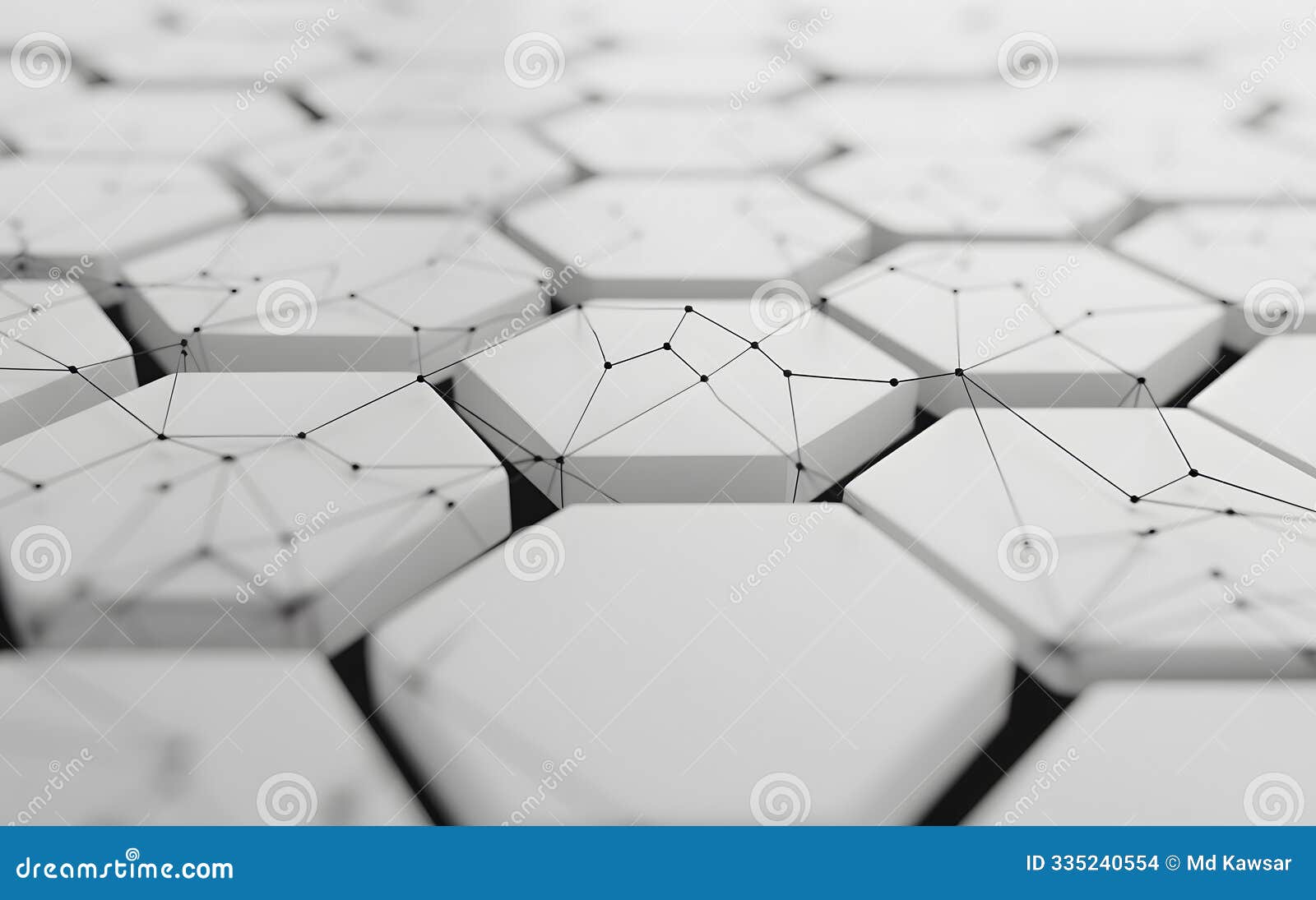 Abstract Hexagon Network, Connected Technology Stock Illustration ...