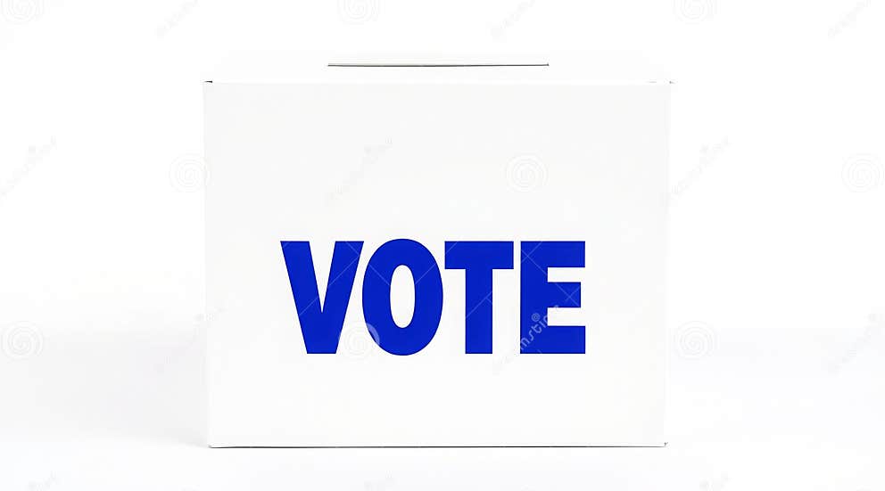 Simple White Ballot Box with Bold "VOTE" Text, Symbolizing Elections on ...