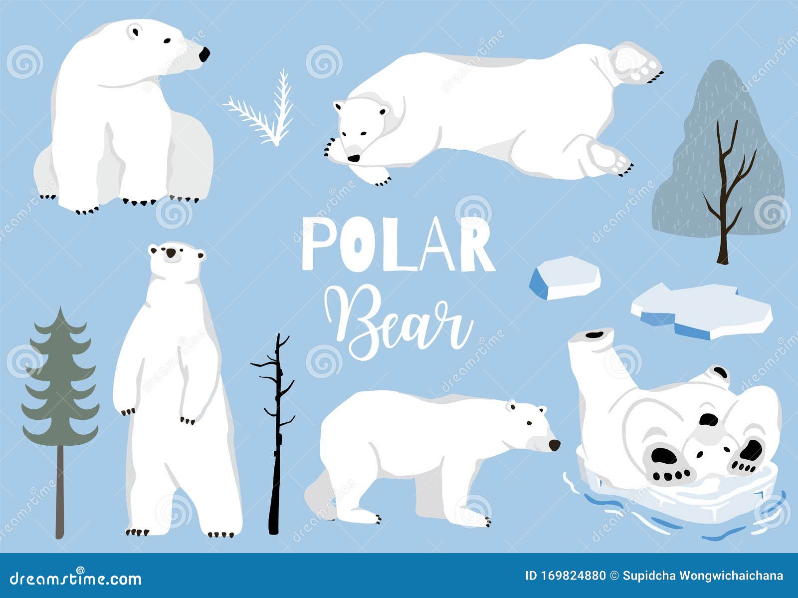 Simple White Bear Character.Vector Illustration Character Doodle ...