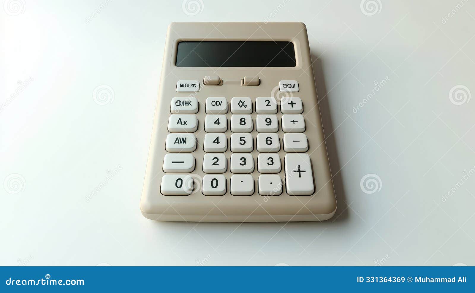 Simple White Calculator on a Plain Surface with Buttons for Addition ...