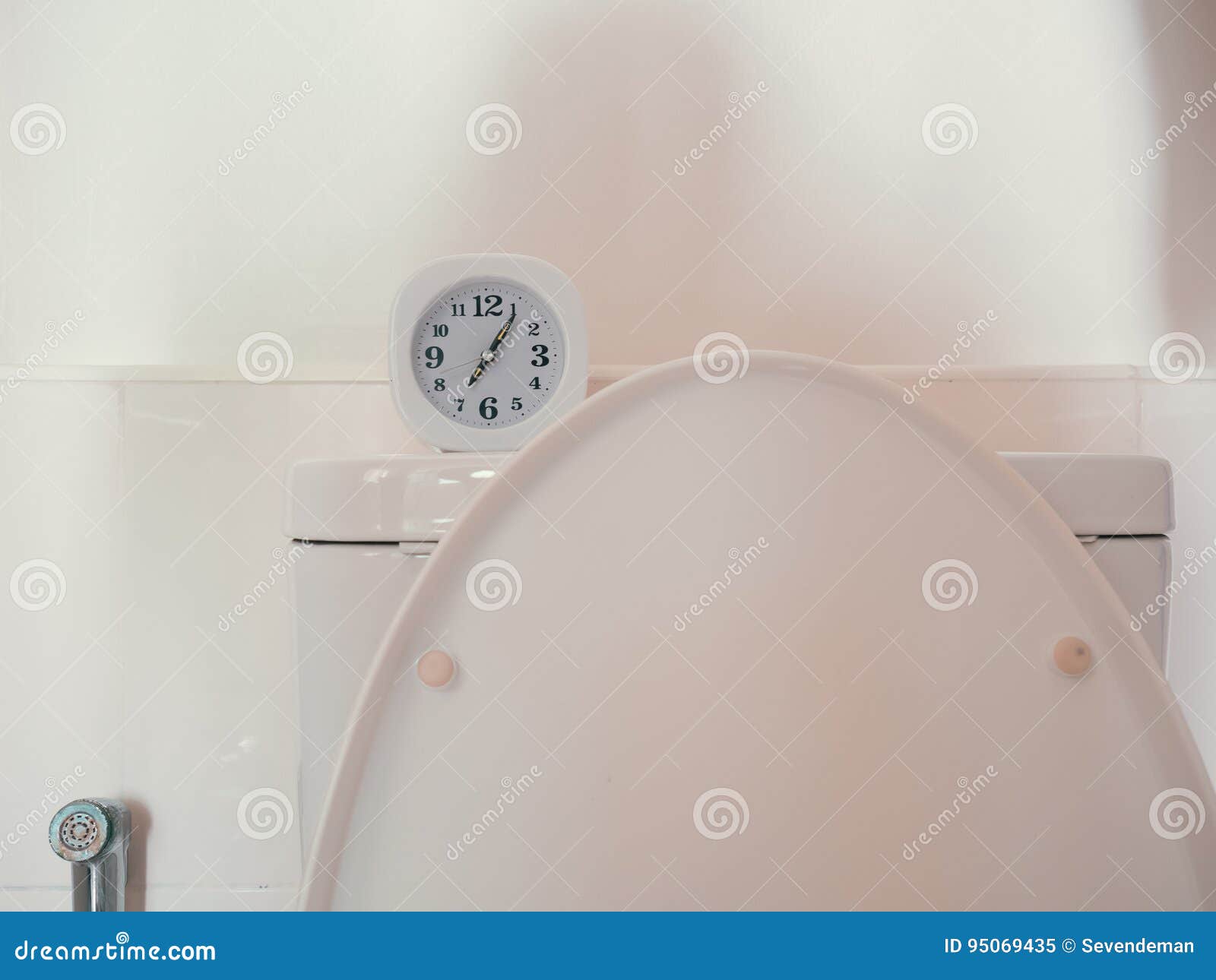 Concept of Life Routine with Clock in the Bathroom. Stock Image - Image ...