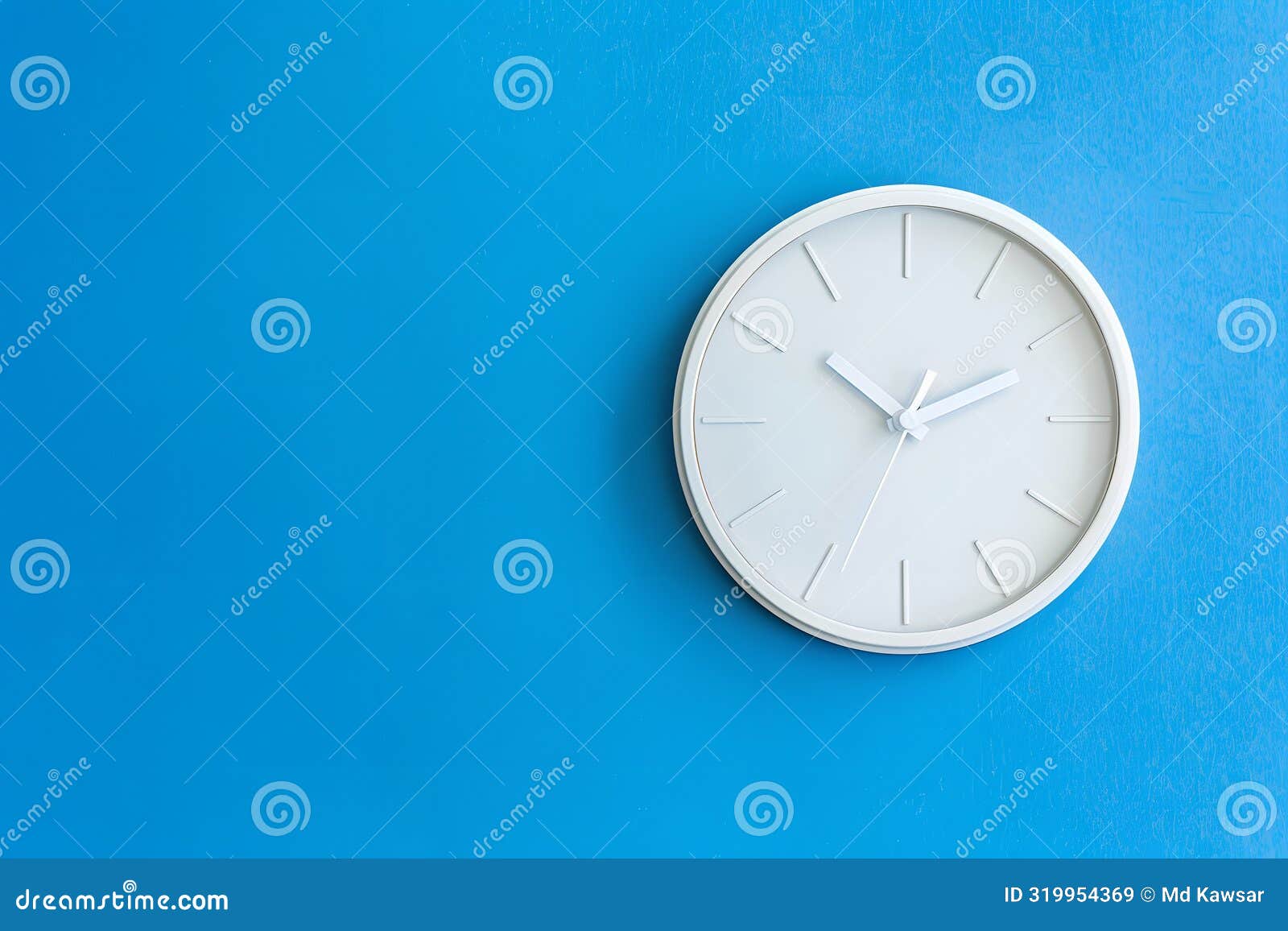 Simple White Clock on Blue Background Symbolizing Time Stock ...