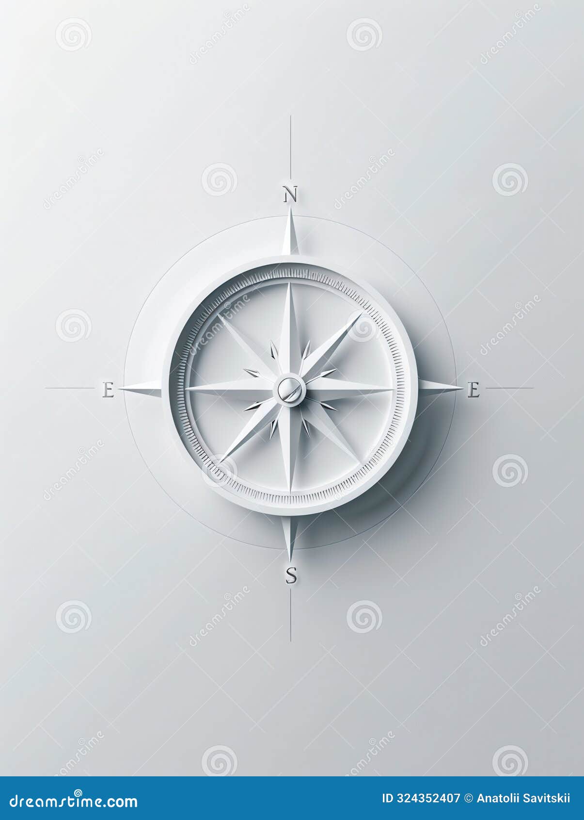A Simple, White Compass on a Plain White Background. the Compass ...