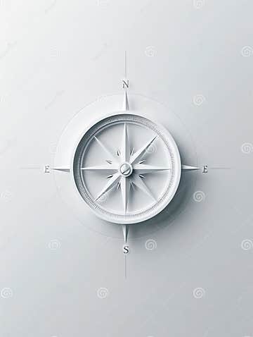 A Simple, White Compass on a Plain White Background. the Compass ...