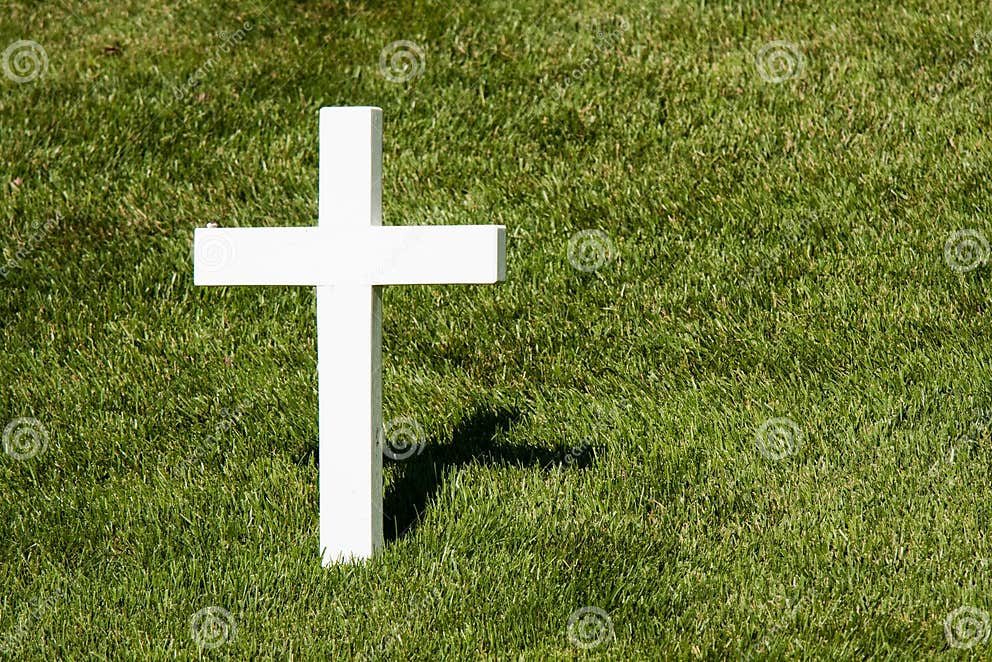 Simple White Cross and Shadow Stock Photo - Image of historical, lawn ...