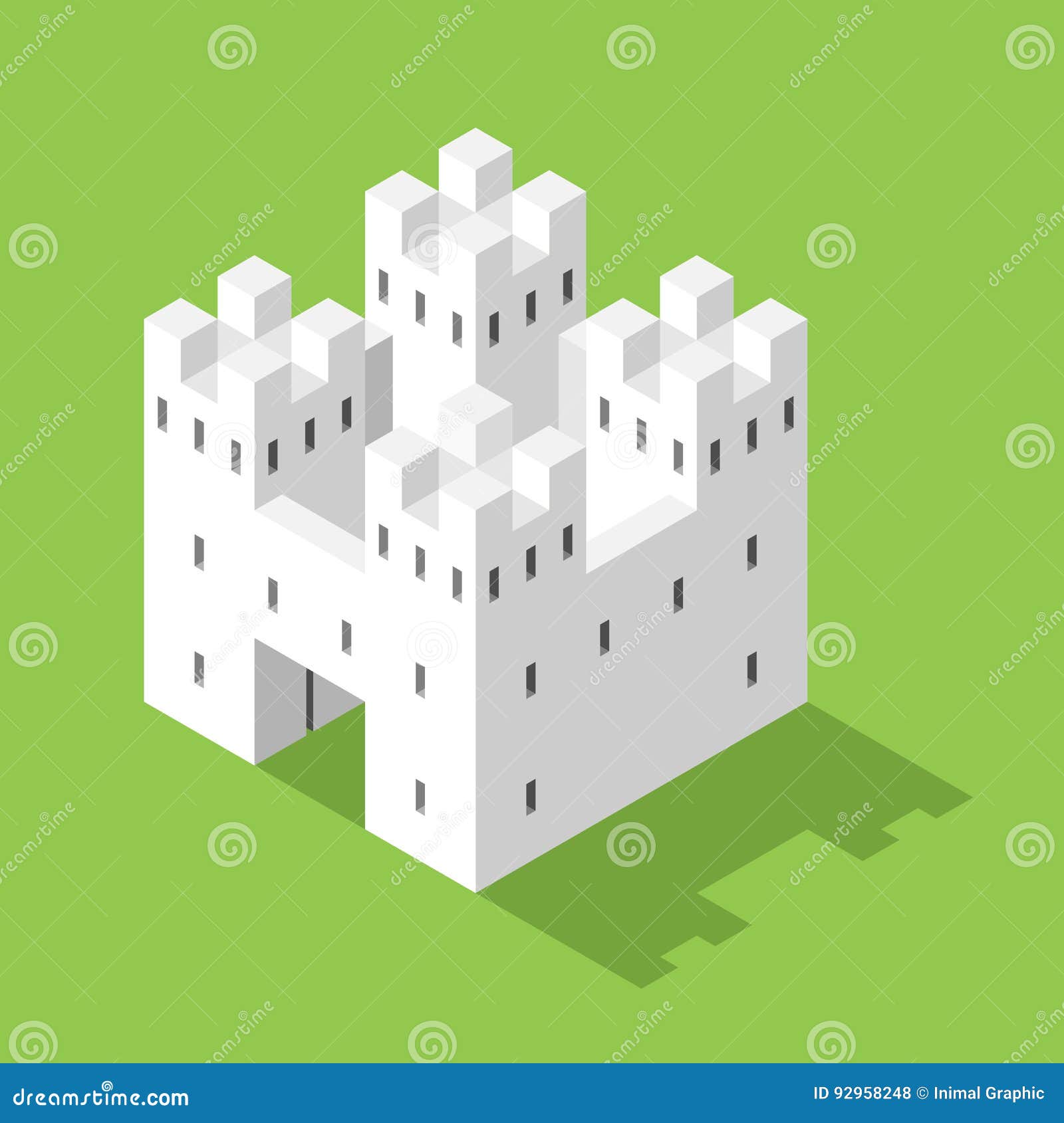Simple White Isometric Castle Stock Vector - Illustration of fairy ...