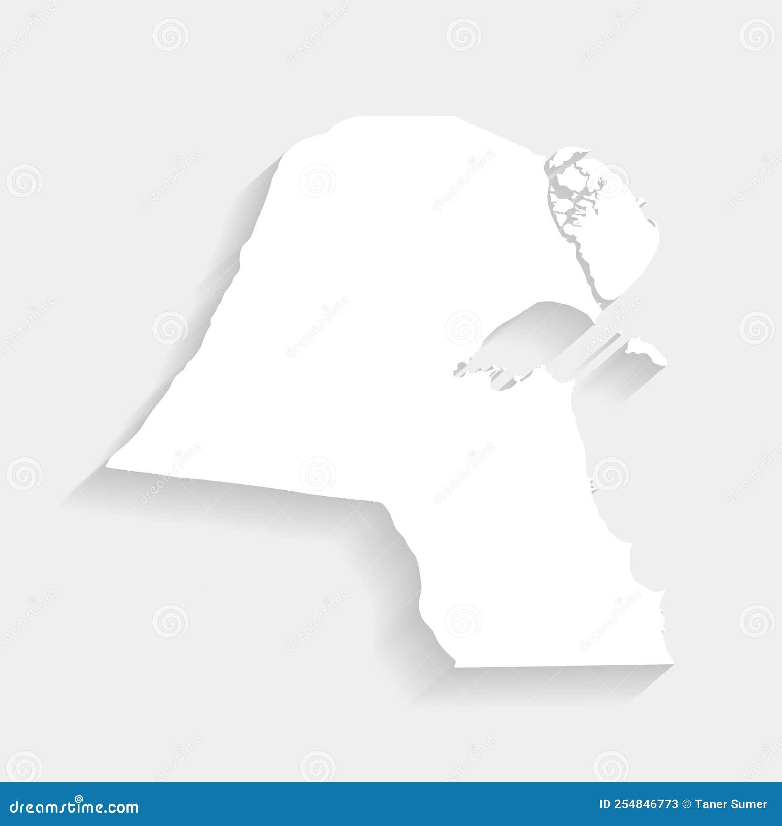 Simple White Kuwait Map on Gray Background, Vector, Illustration, Eps ...