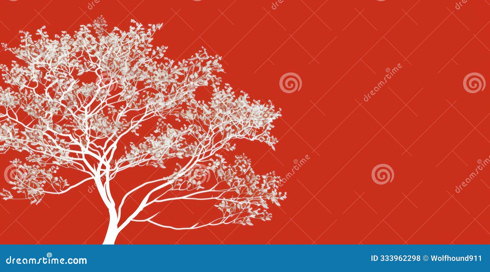 A Simple White Line Drawing on a Red Background of a Tree with ...