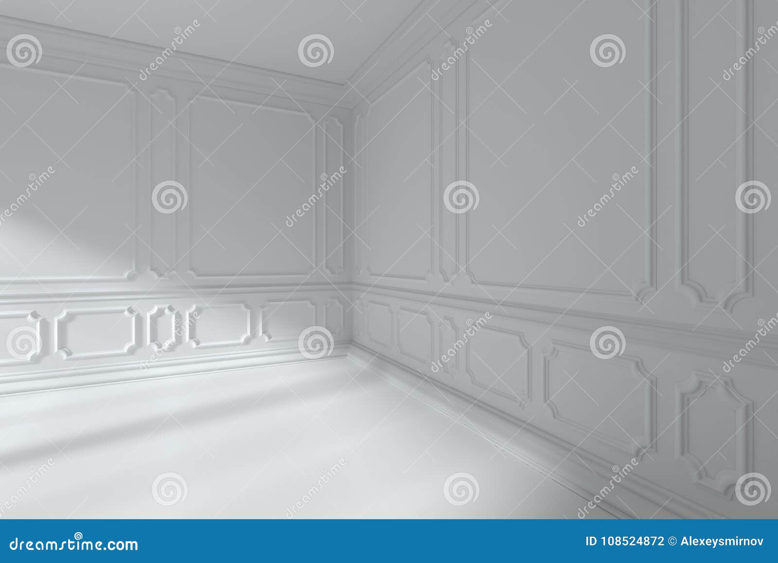 White Room Angle with Classic Style Decor on Walls Stock Illustration ...