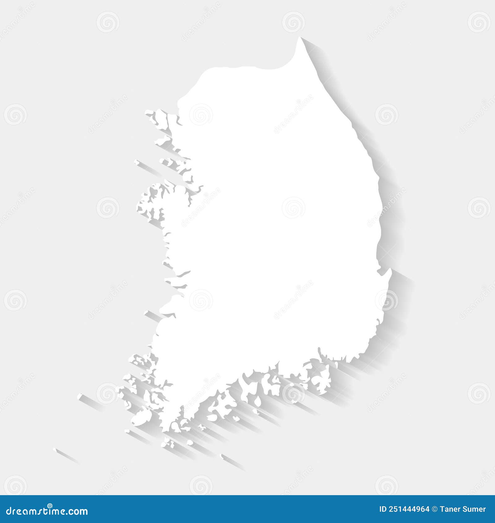 Simple White South Korea Map on Gray Background, Vector Stock Vector ...