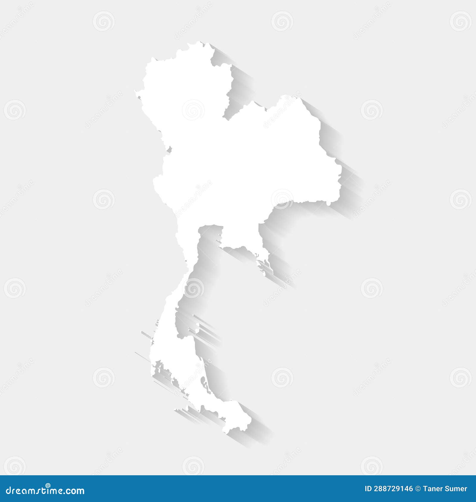 Simple White Thailand Map on Gray Background, Vector Stock Vector ...