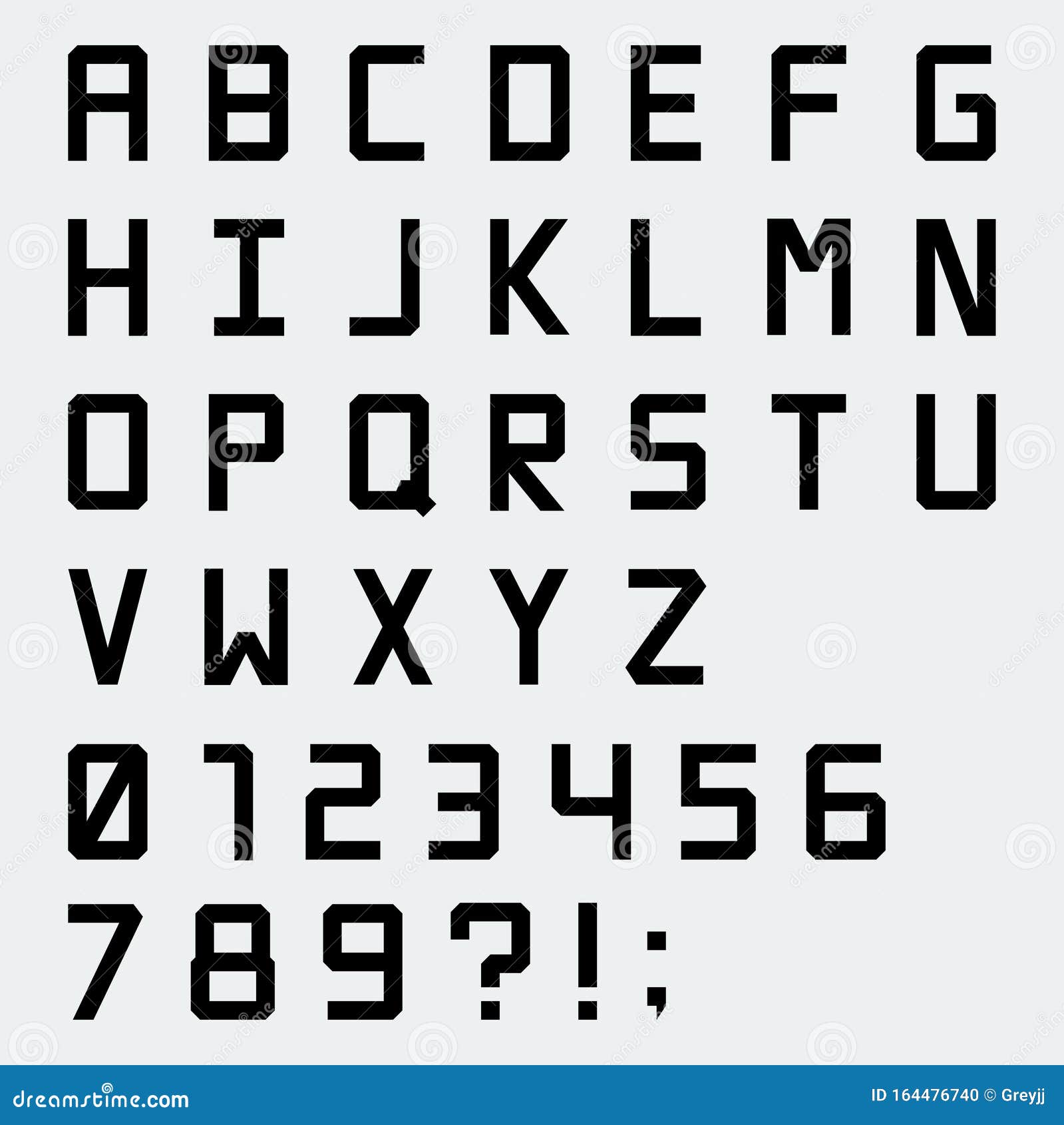 Simple Blocky Vector Font With Numbers | CartoonDealer.com #164476722