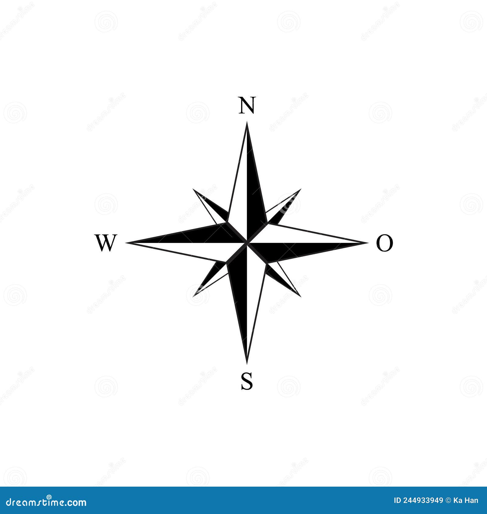 Simple Wind Rose Icon Vector in Black and White Color Stock Vector ...