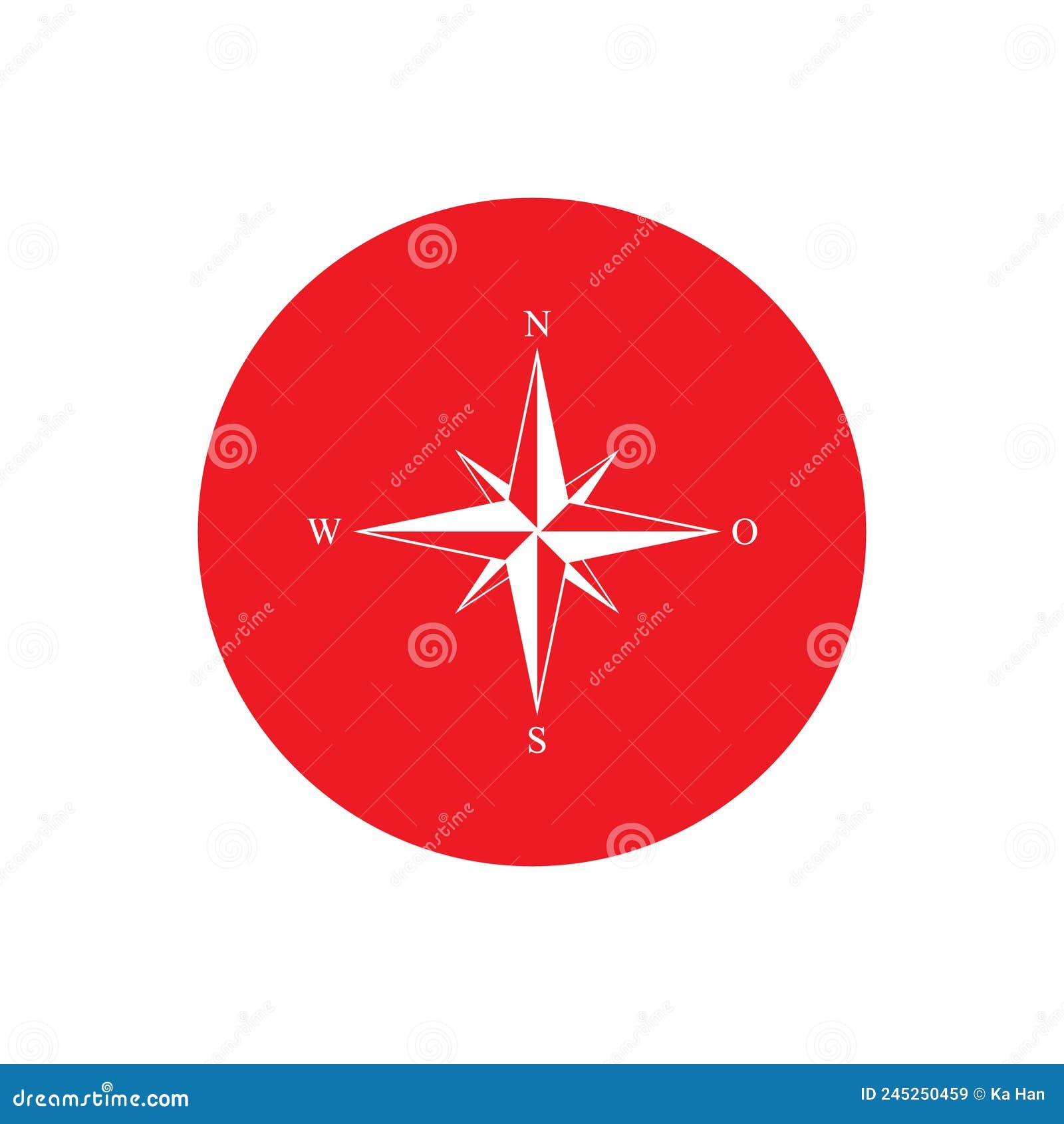 Simple Wind Rose Icon Vector in Circle Shape Stock Vector ...