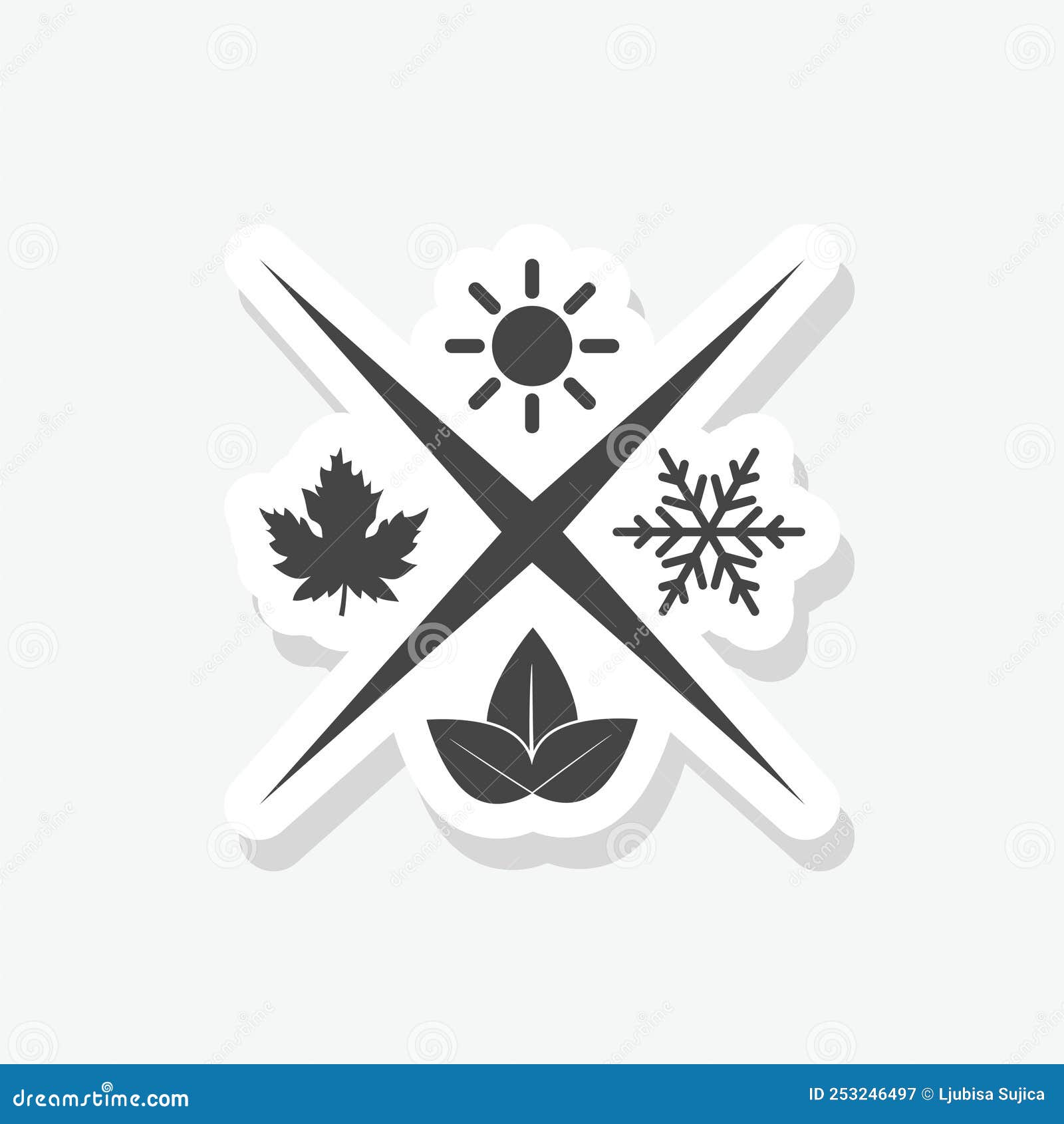 Simple Winter, Spring, Summer and Autumn Seasons Sticker Logo Stock ...