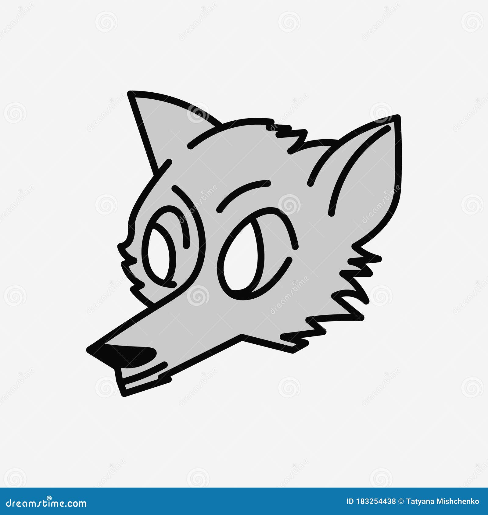Simple Wolf Head Vector Cartoon Stock Illustration - Illustration of ...