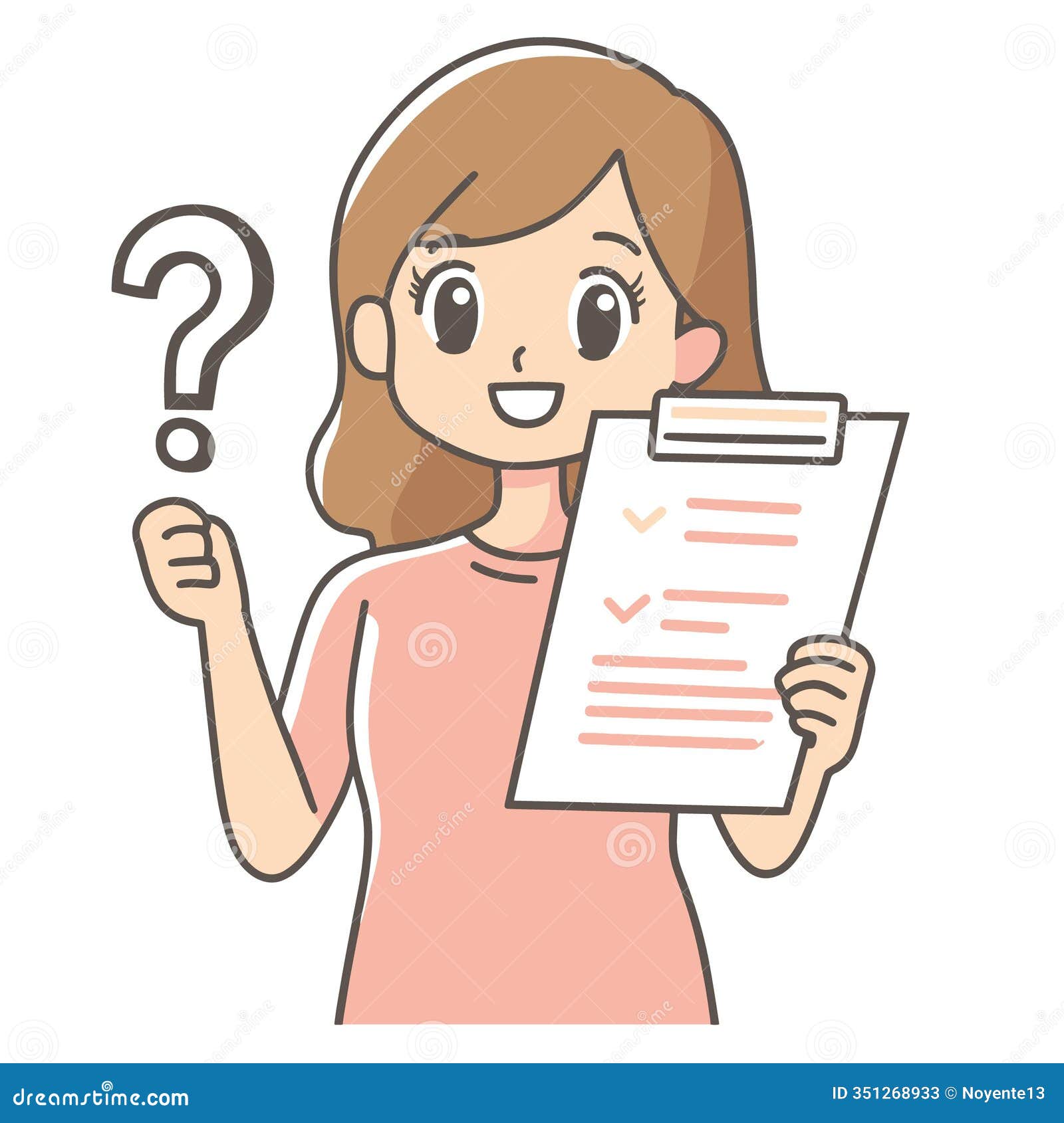 Simple Woman Holding A Question Mark In One Hand Answer Sheet In The ...
